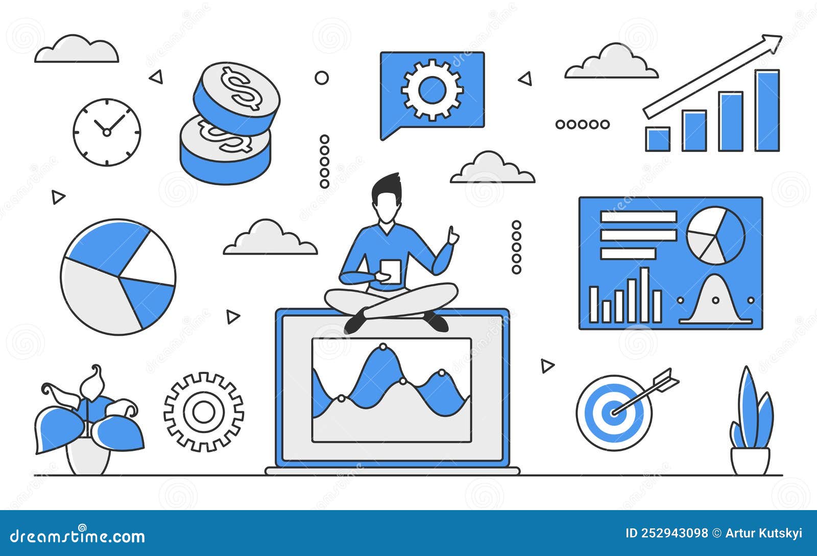 Various Chart Analysis and Research Results Stock Vector - Illustration ...