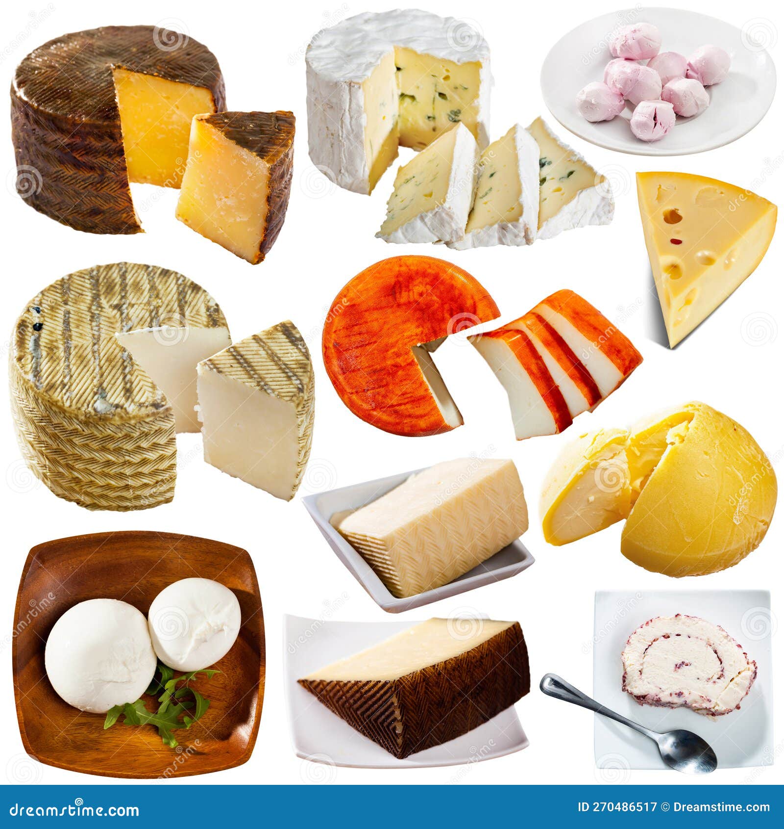 Various Cheeses Isolated on White Background Stock Image - Image of ...