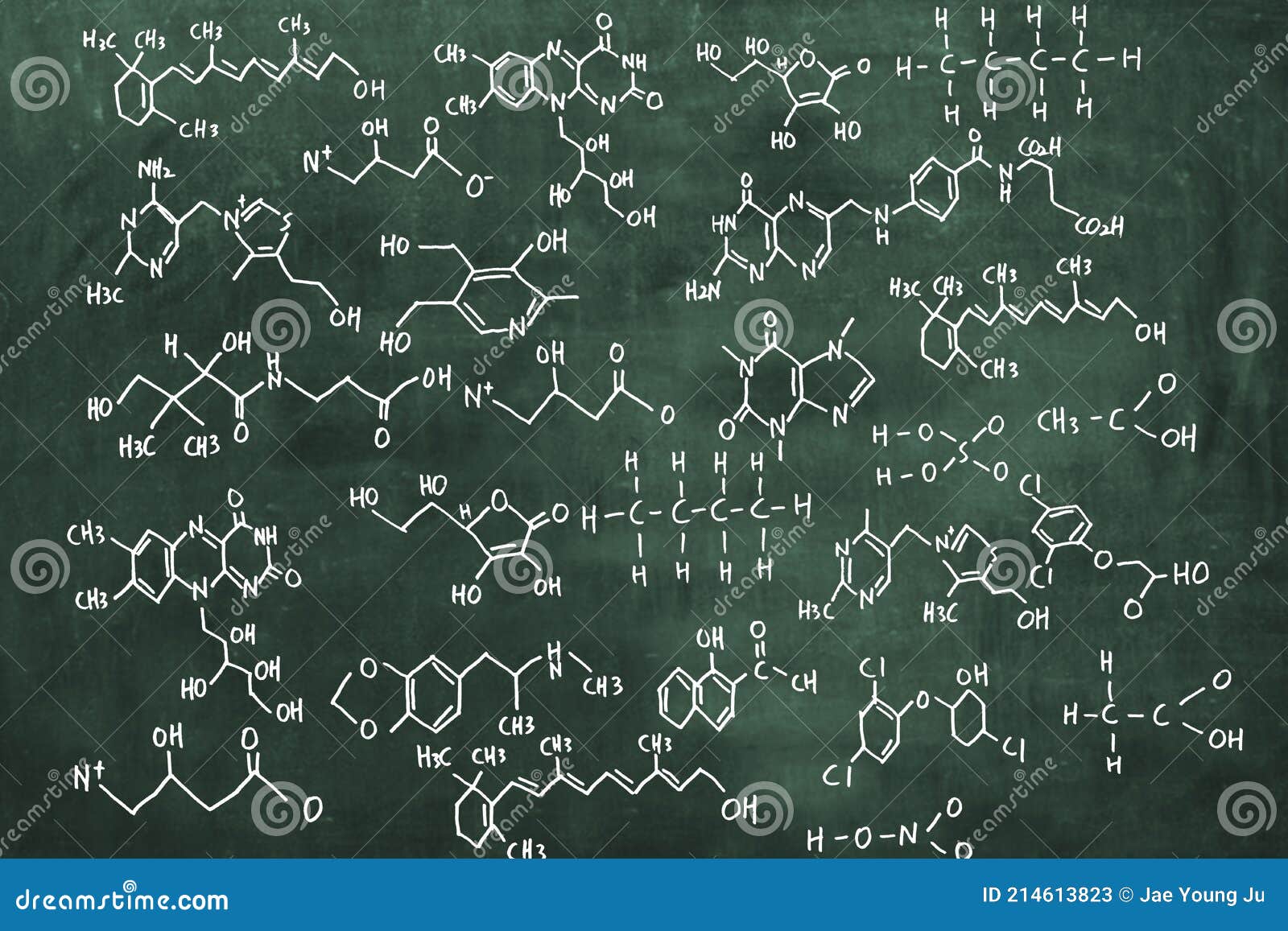 Various Chemical Formulas are Written on the Blackboard. Scientific ...