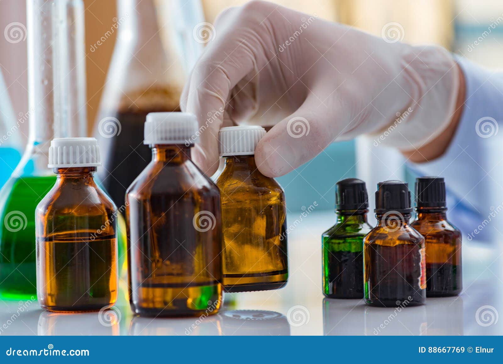 The Various Chemical Solutions in the Lab Stock Image - Image of ...