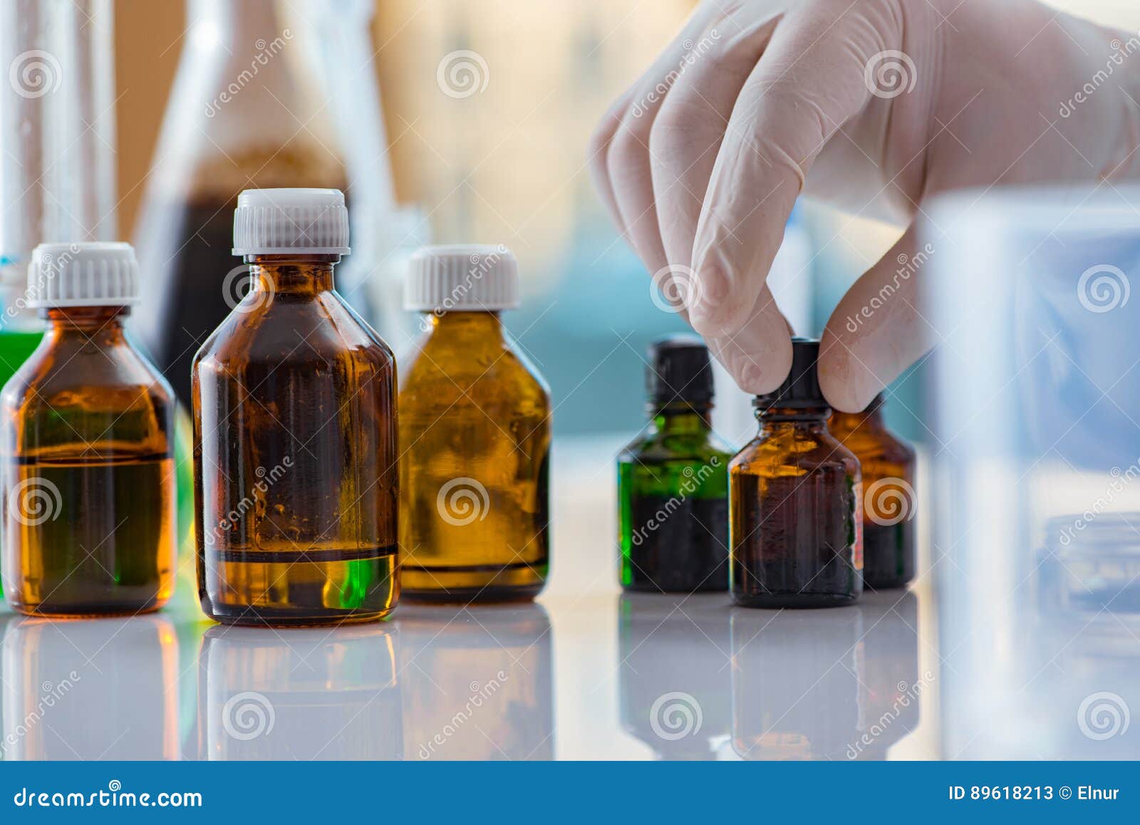 The Various Chemical Solutions in the Lab Stock Image - Image of ...