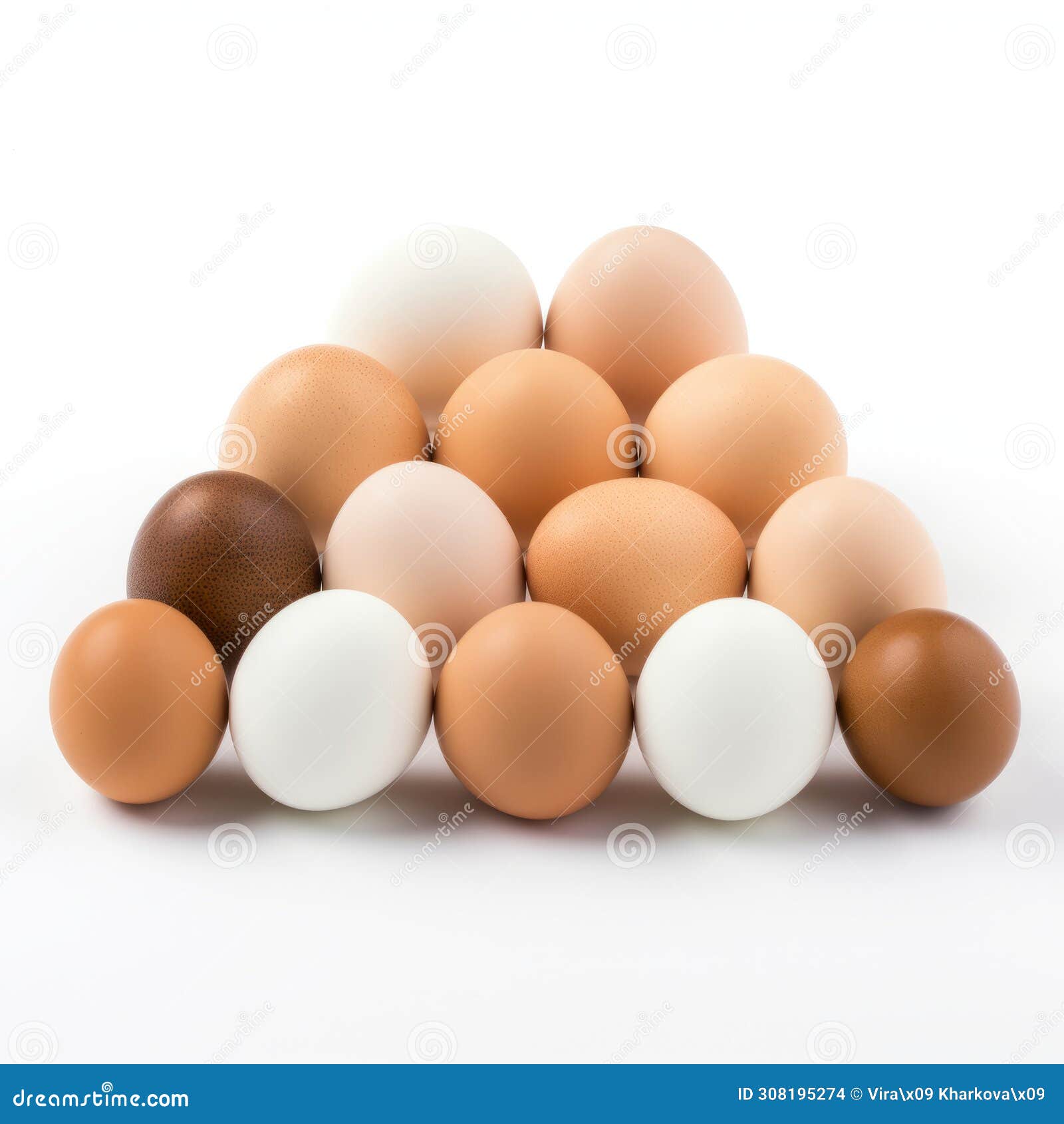 Various Chicken Egg Color. Different Shade of Eggs, Isolated on White ...