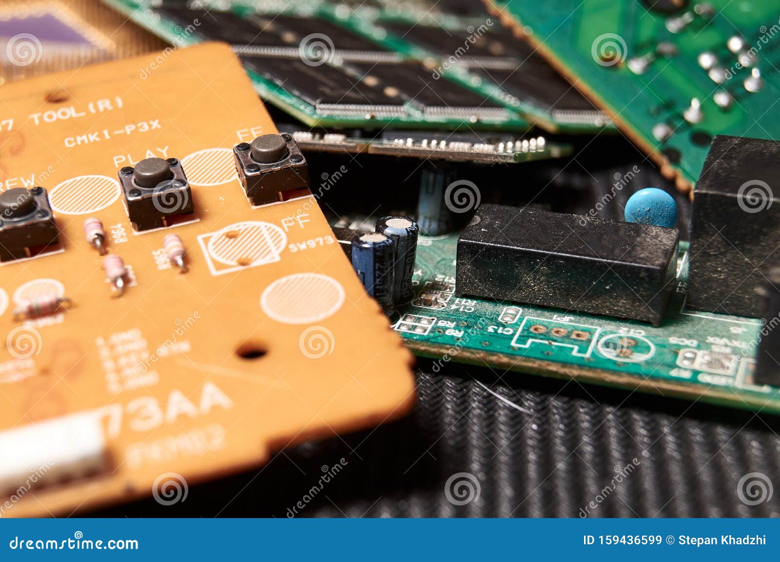 Various Chips, Digital Boards. Components of Technical Devices in Creative Lighting Stock Image ...