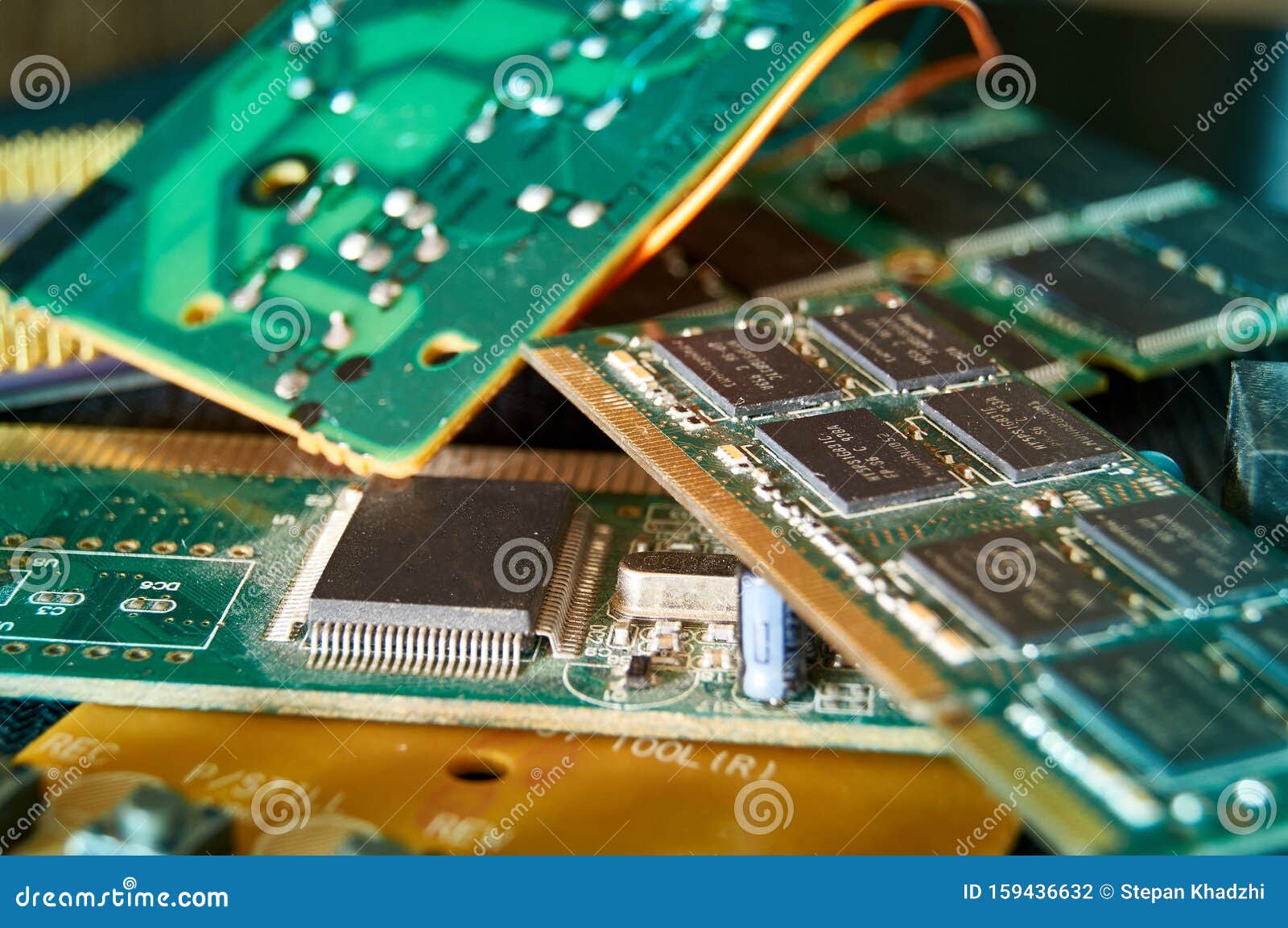 Various Chips, Digital Boards. Components of Technical Devices in ...