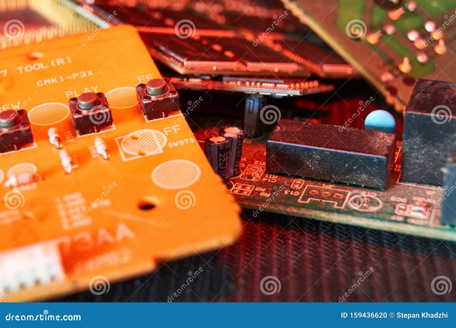 Various Chips, Digital Boards. Components of Technical Devices in ...