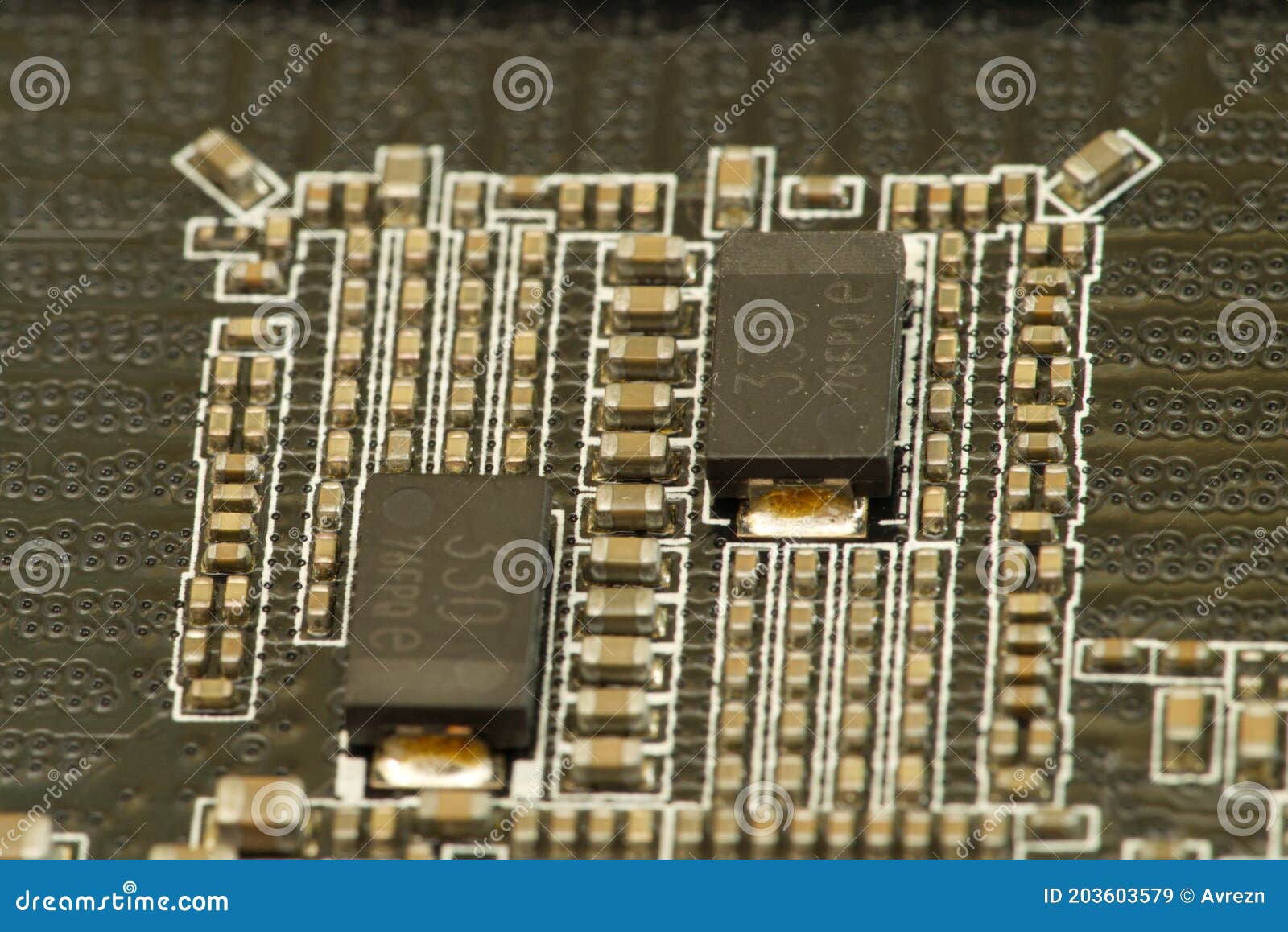 Various Chips on a Textolite Video Card Board for a Modern Desktop ...