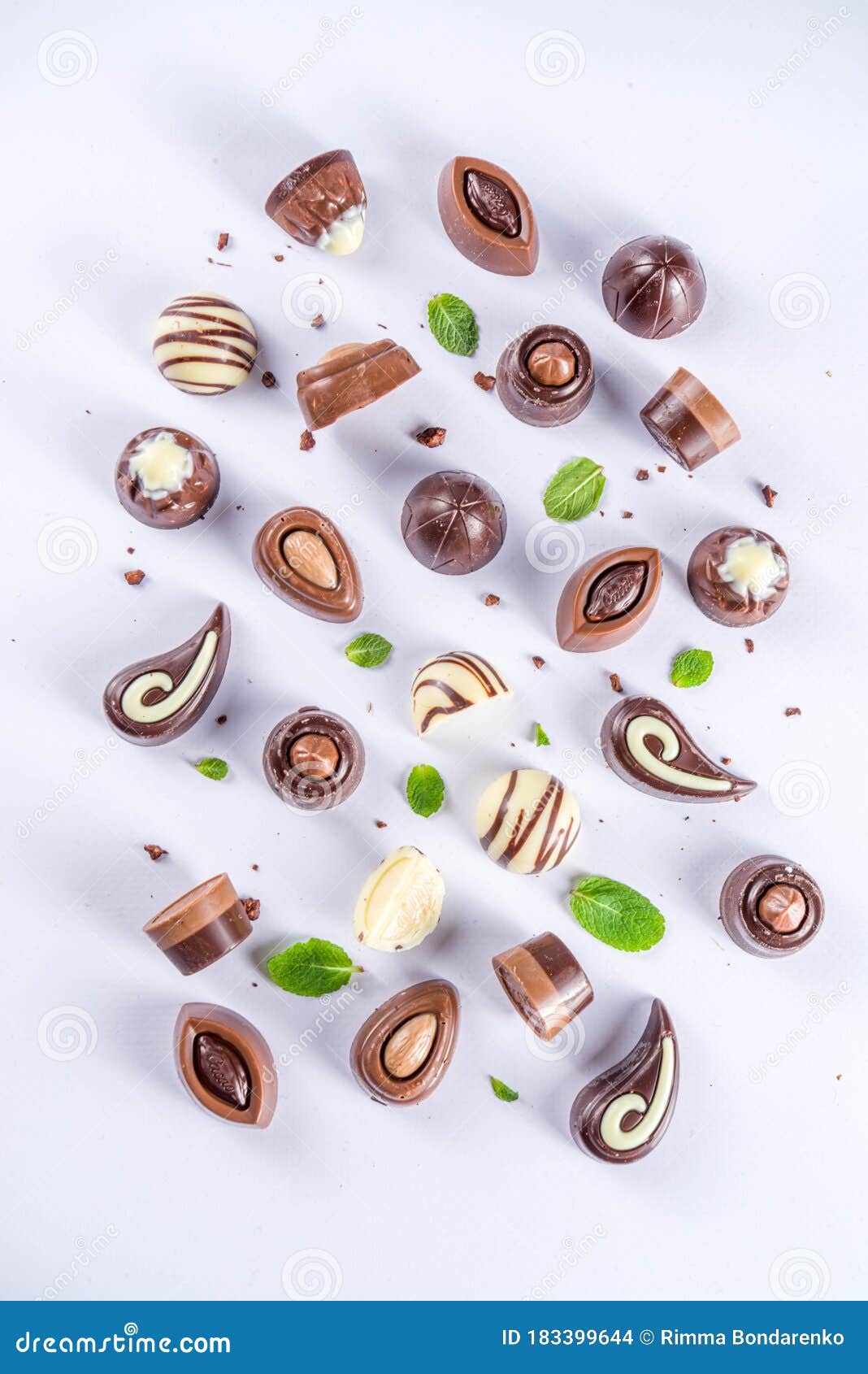 Various chocolate candies stock photo. Image of assorted - 183399644