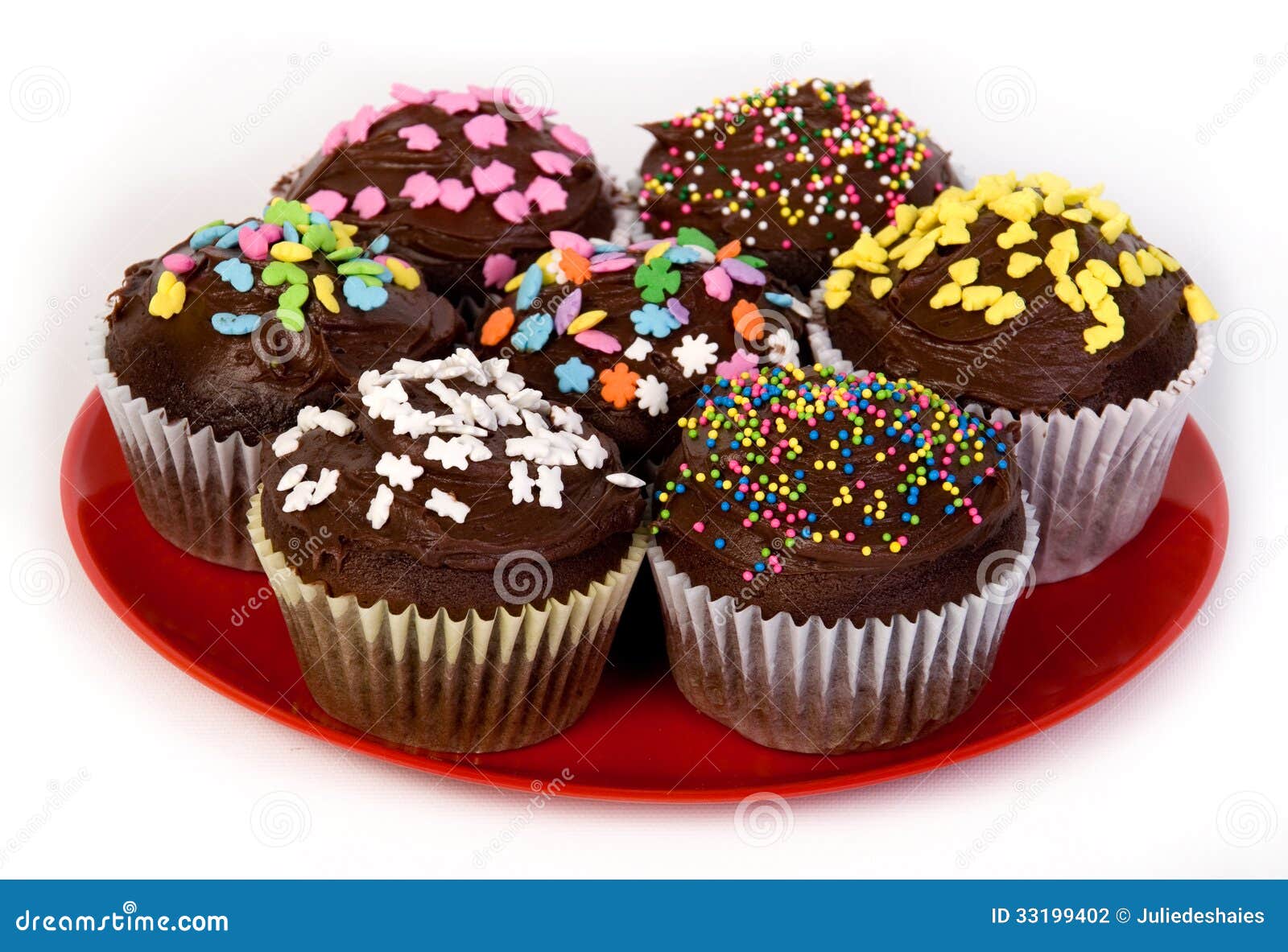 Various chocolate cupcakes stock photo. Image of plate - 33199402