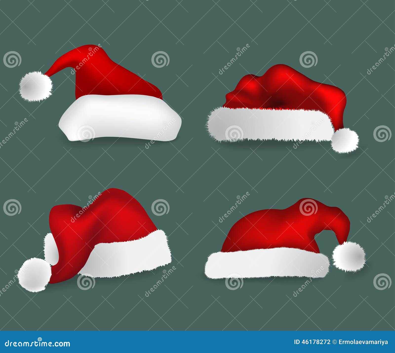 Various Christmas Caps. Vector Collection Stock Vector - Illustration ...