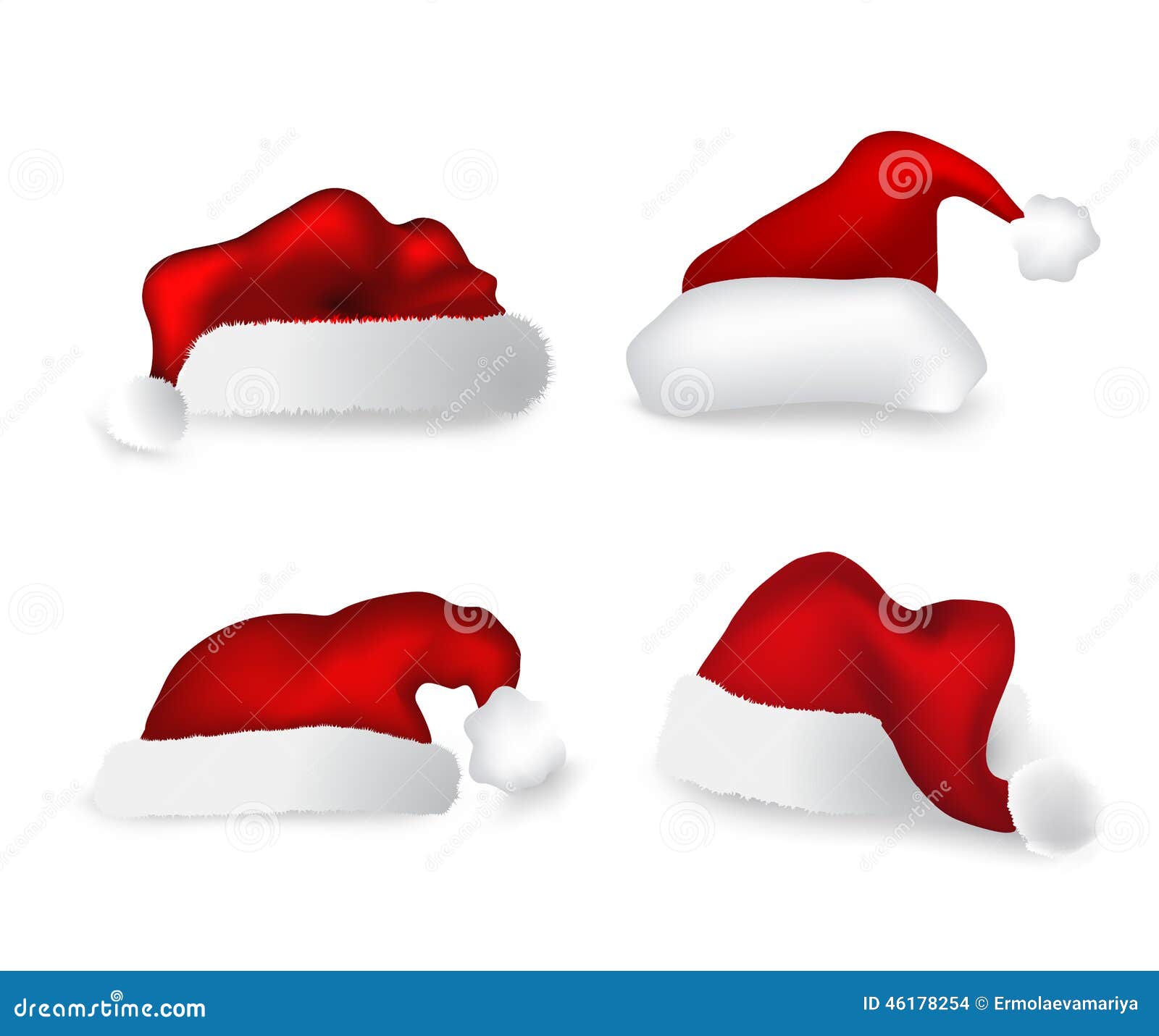Various Christmas Caps. Vector Set Stock Vector - Illustration of ...