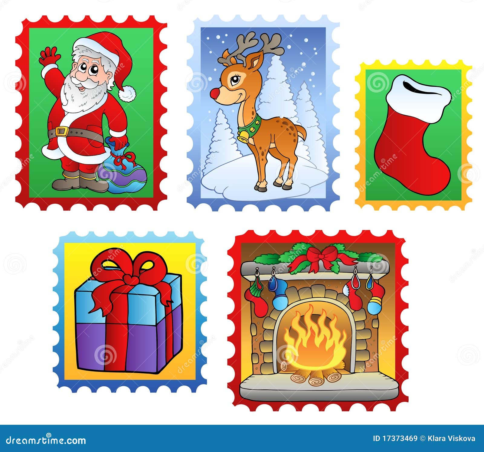 Various Christmas Post Stamps 2 Stock Vector - Illustration of draw ...