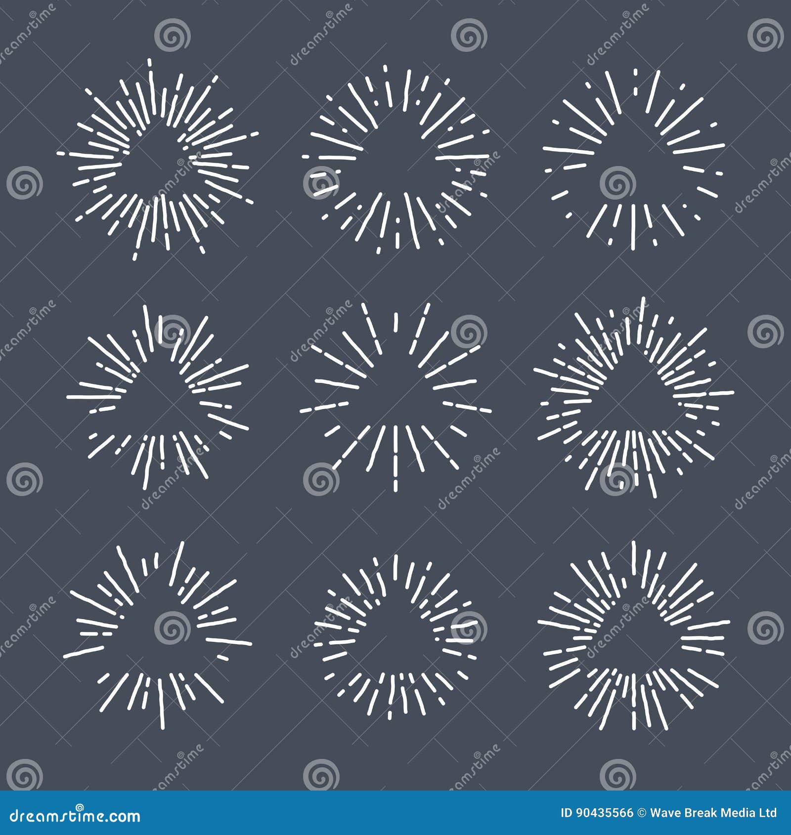 Various Circular Designs with Triangular Shape Inside Stock Vector ...