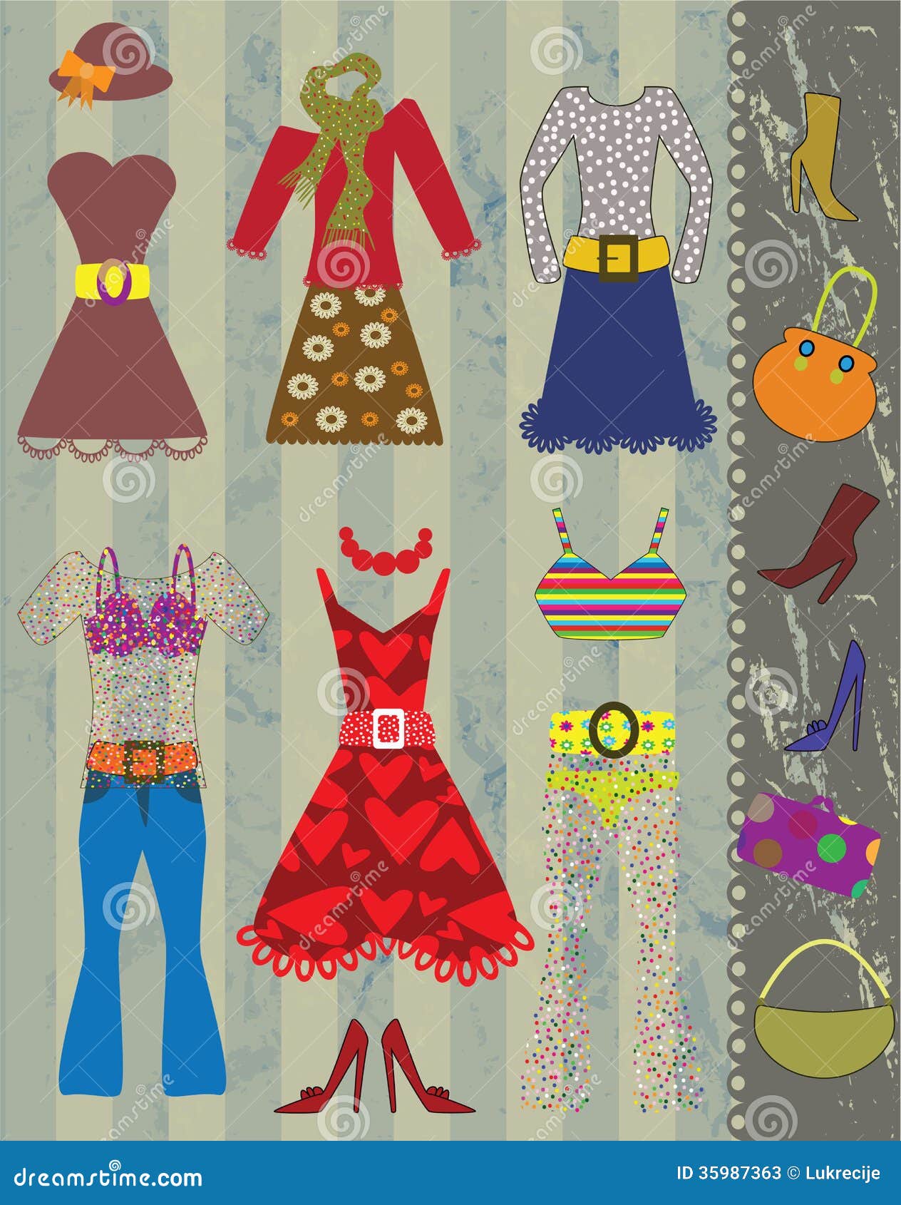 Various clothes objects stock vector. Illustration of shopping - 35987363