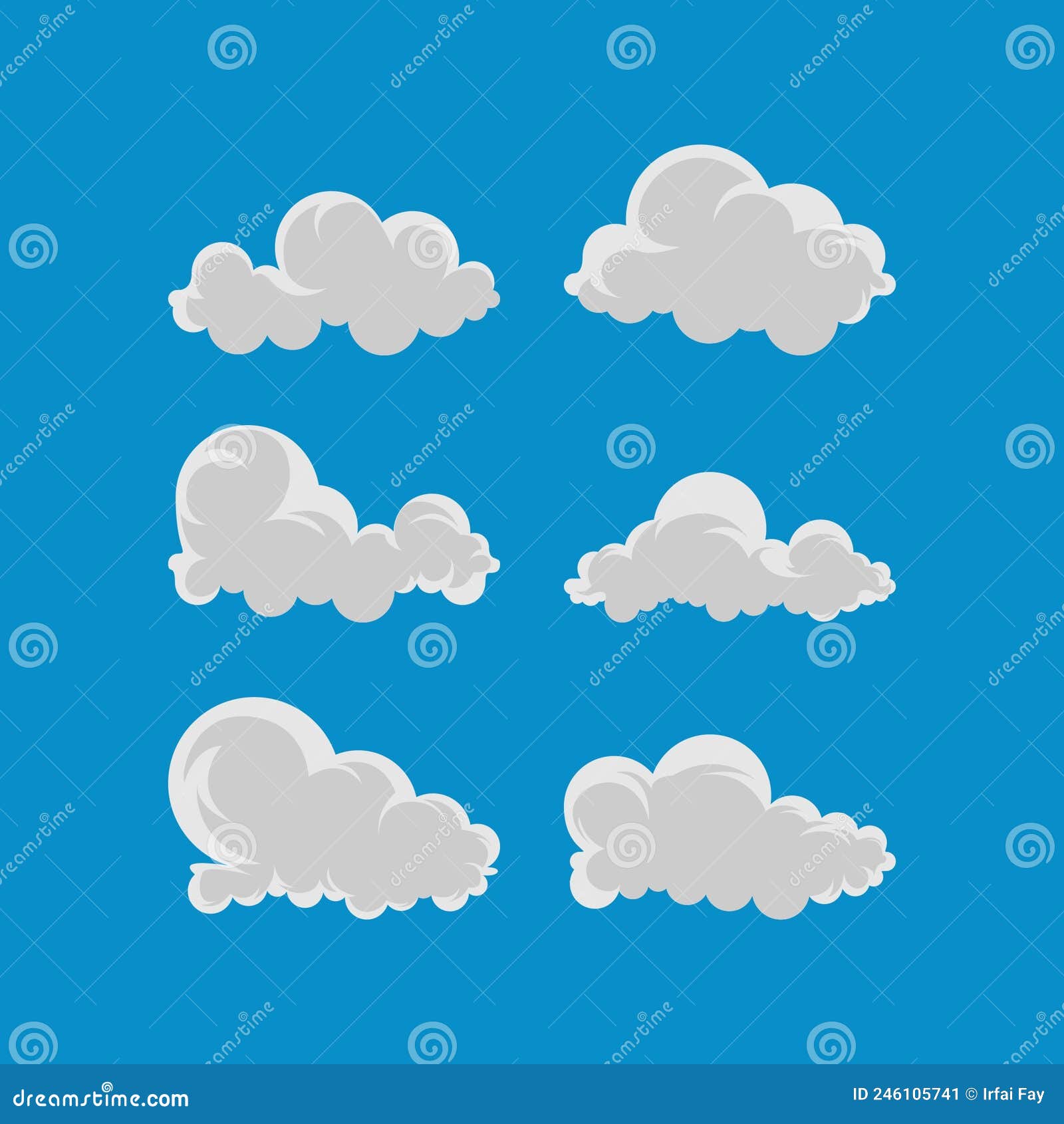 Various Cloud Shapes Illustration Bundle Stock Vector - Illustration of ...