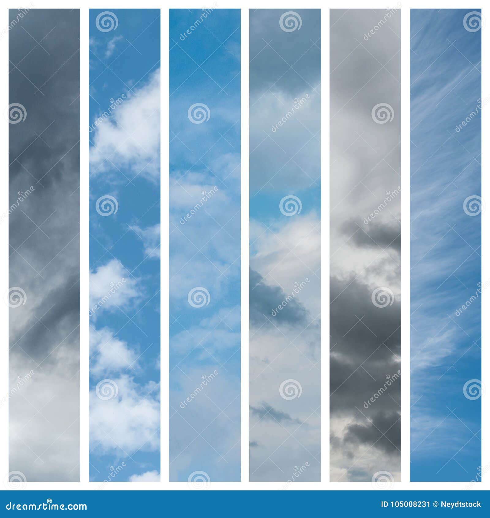 Various cloudy sky collage stock image. Image of beauty - 105008231