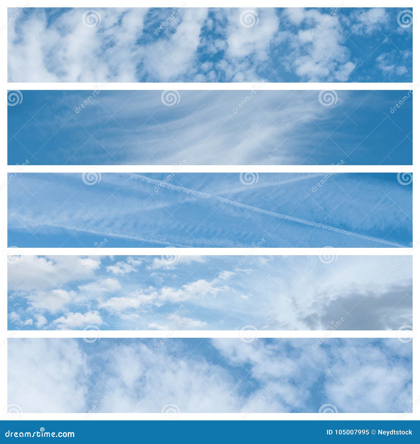 Various cloudy sky collage stock image. Image of blue - 105007995