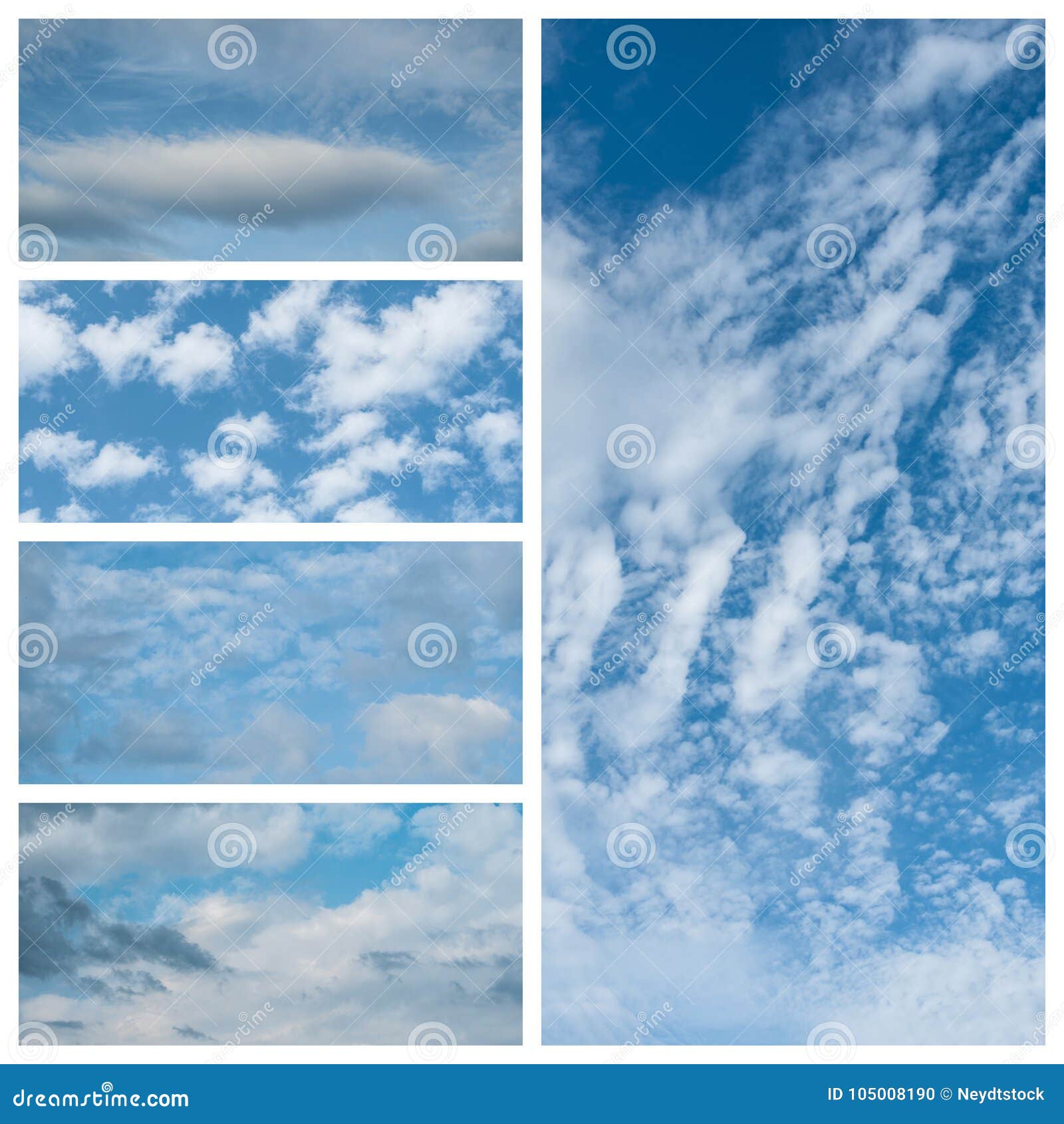 Various cloudy sky collage stock photo. Image of cloud - 105008190