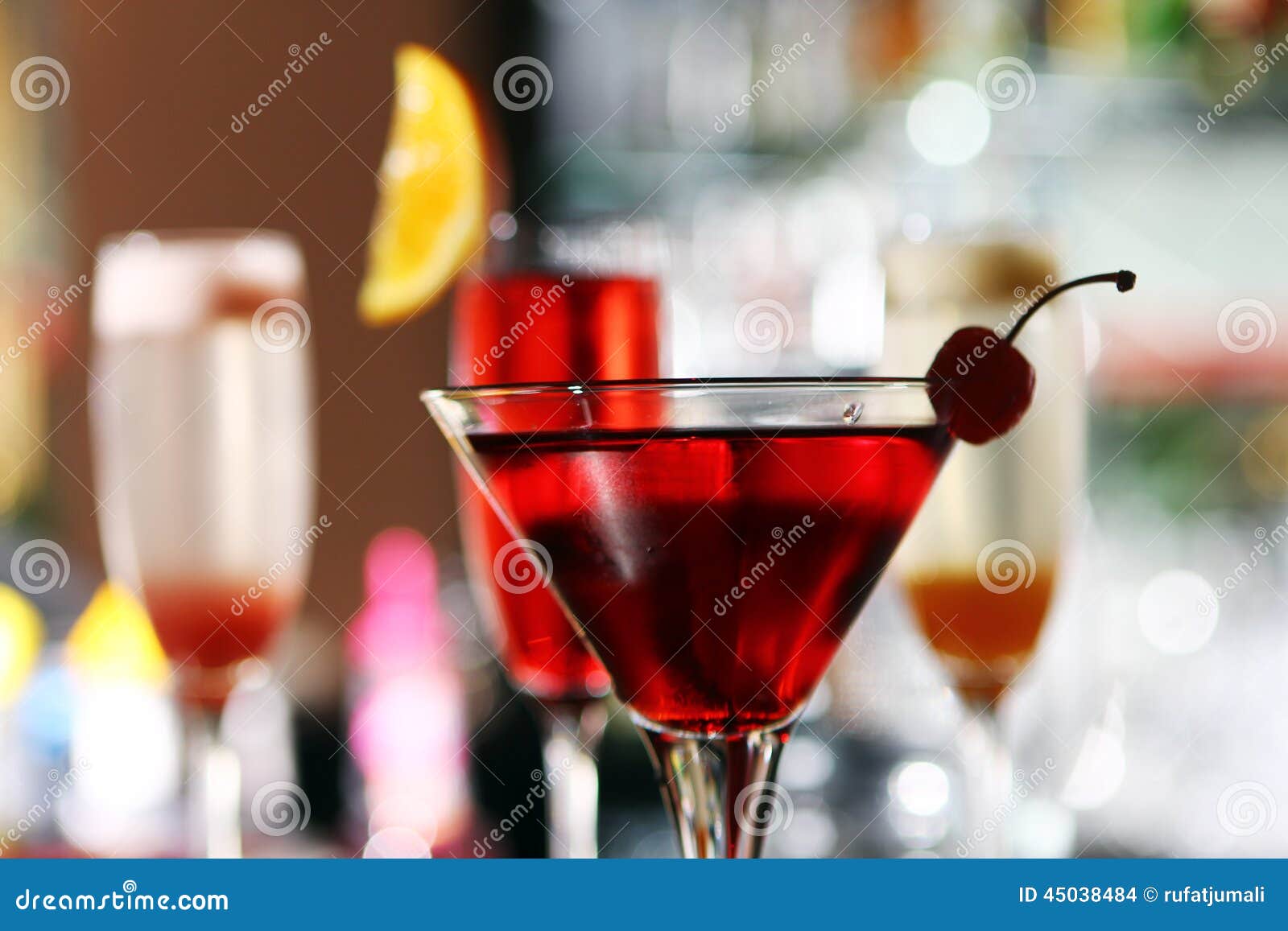 Various Cocktails on Bar Stage Stock Photo - Image of alcohol, fruit ...