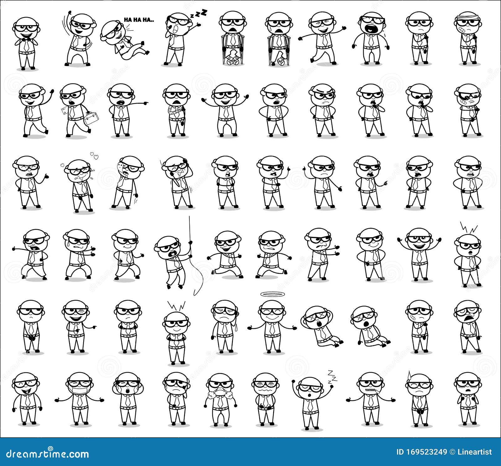 Various Collection of Old Boss Poses - Set of Concepts Vector ...