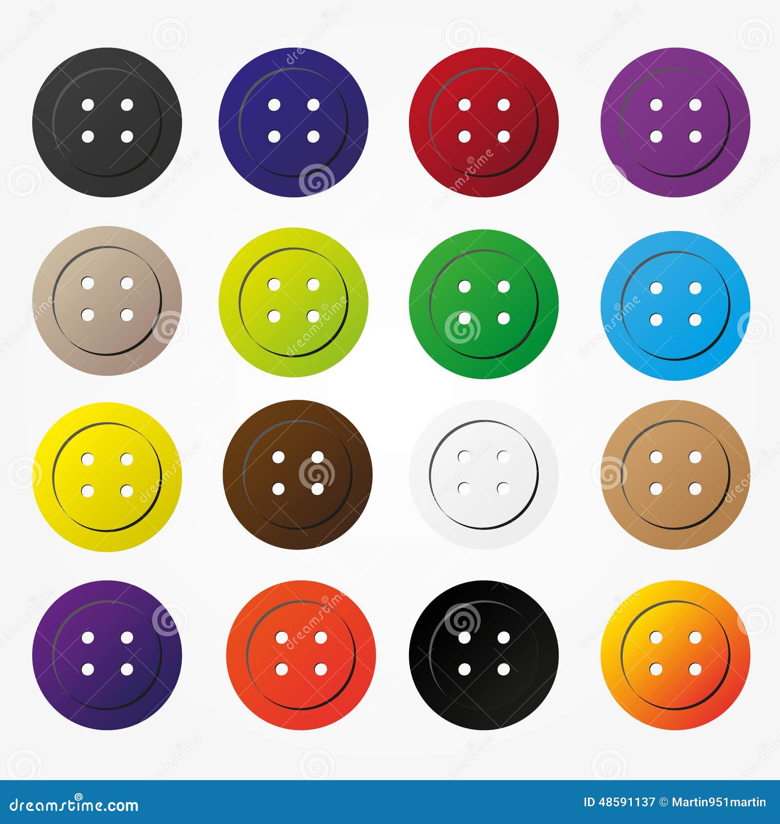 Various Color Buttons for Clothing Icons Set Stock Vector ...
