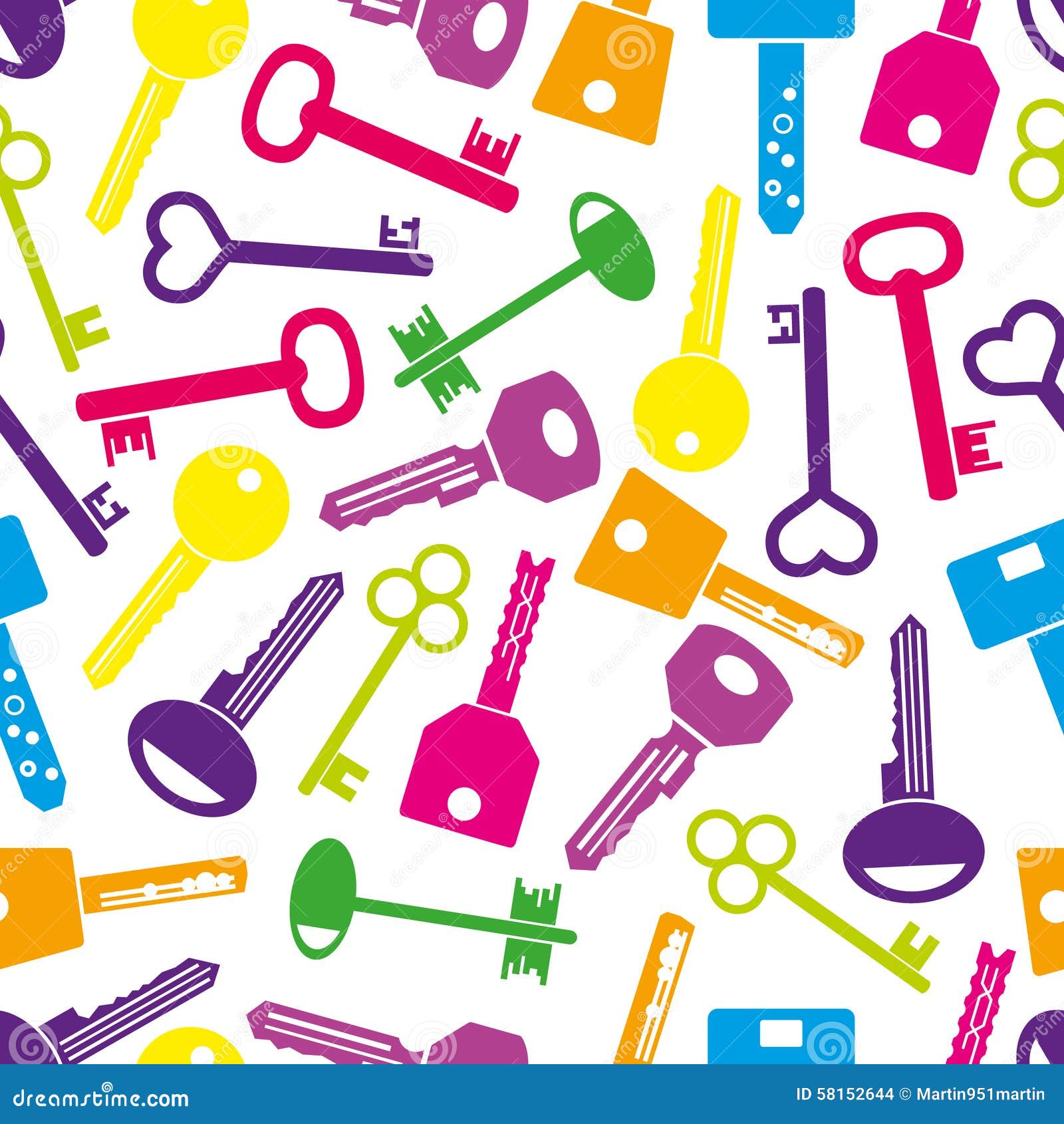 Various Color Keys Icons Seamless Pattern Eps10 Stock Vector ...