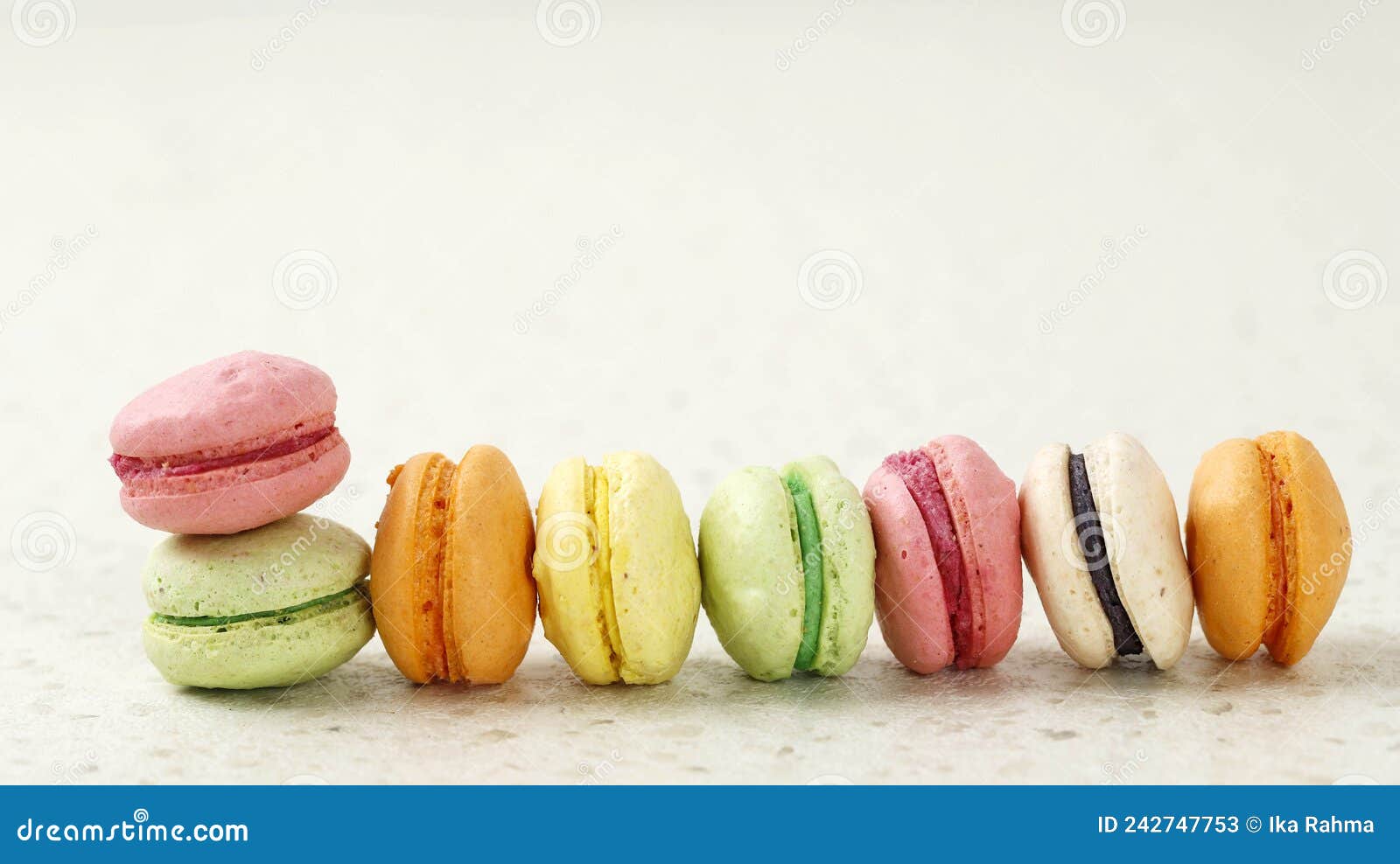 Various Color Mini Macaroon on Cream Background Stock Image - Image of ...
