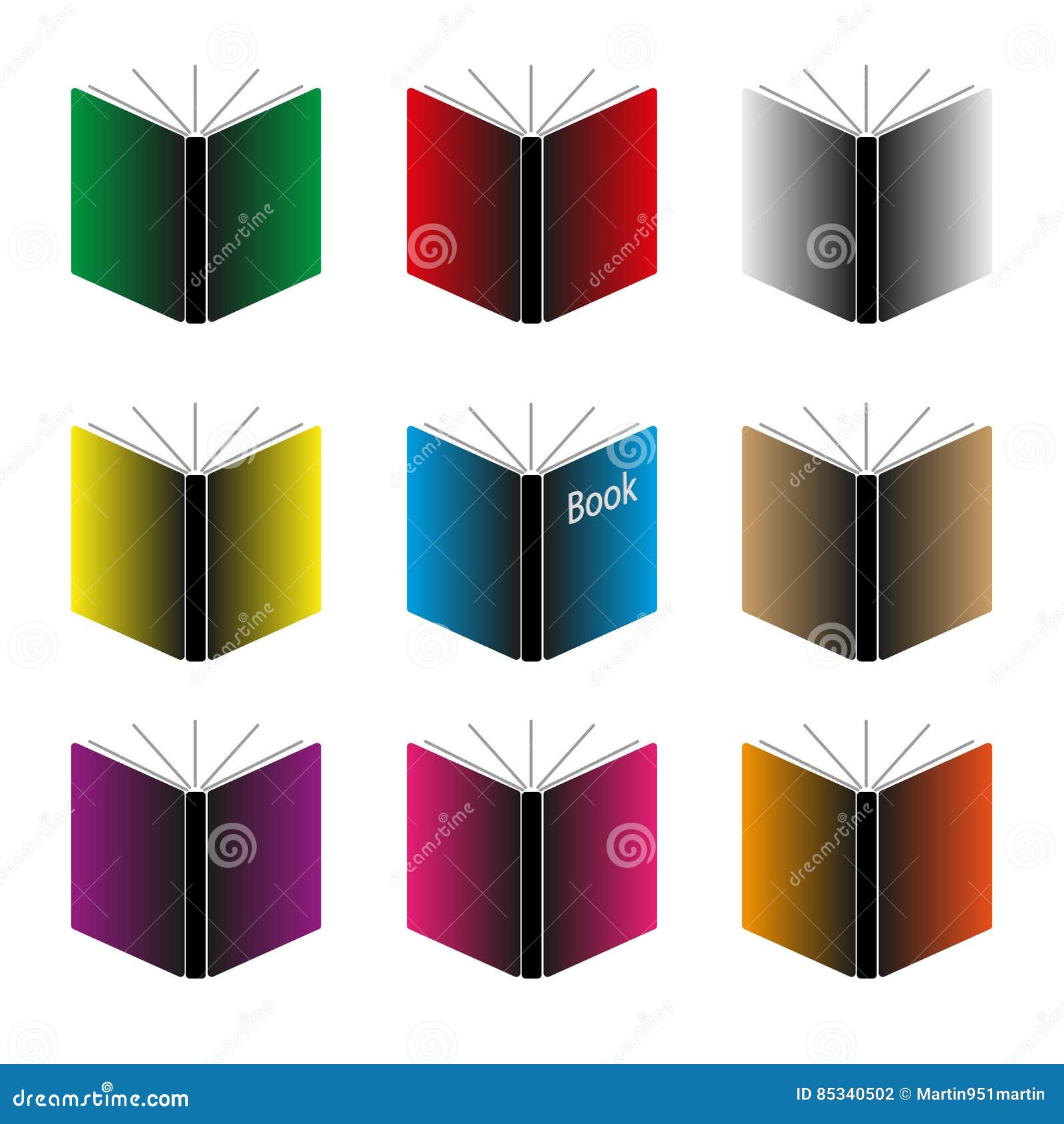 Various Color Open Book Simple Icons Set Eps10 Stock Vector ...