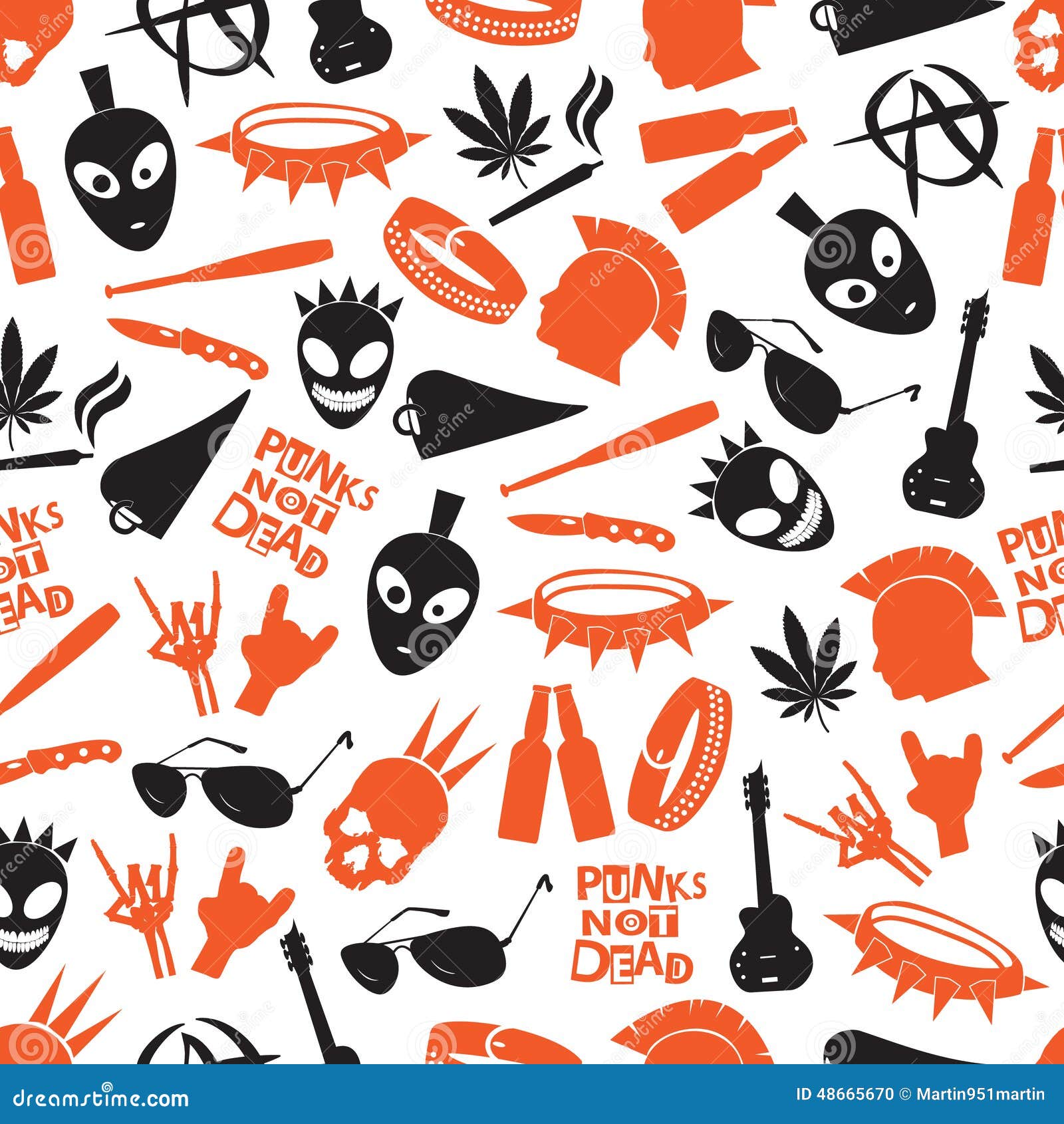 Various Color Punk Icons Seamless Pattern Stock Vector - Illustration ...