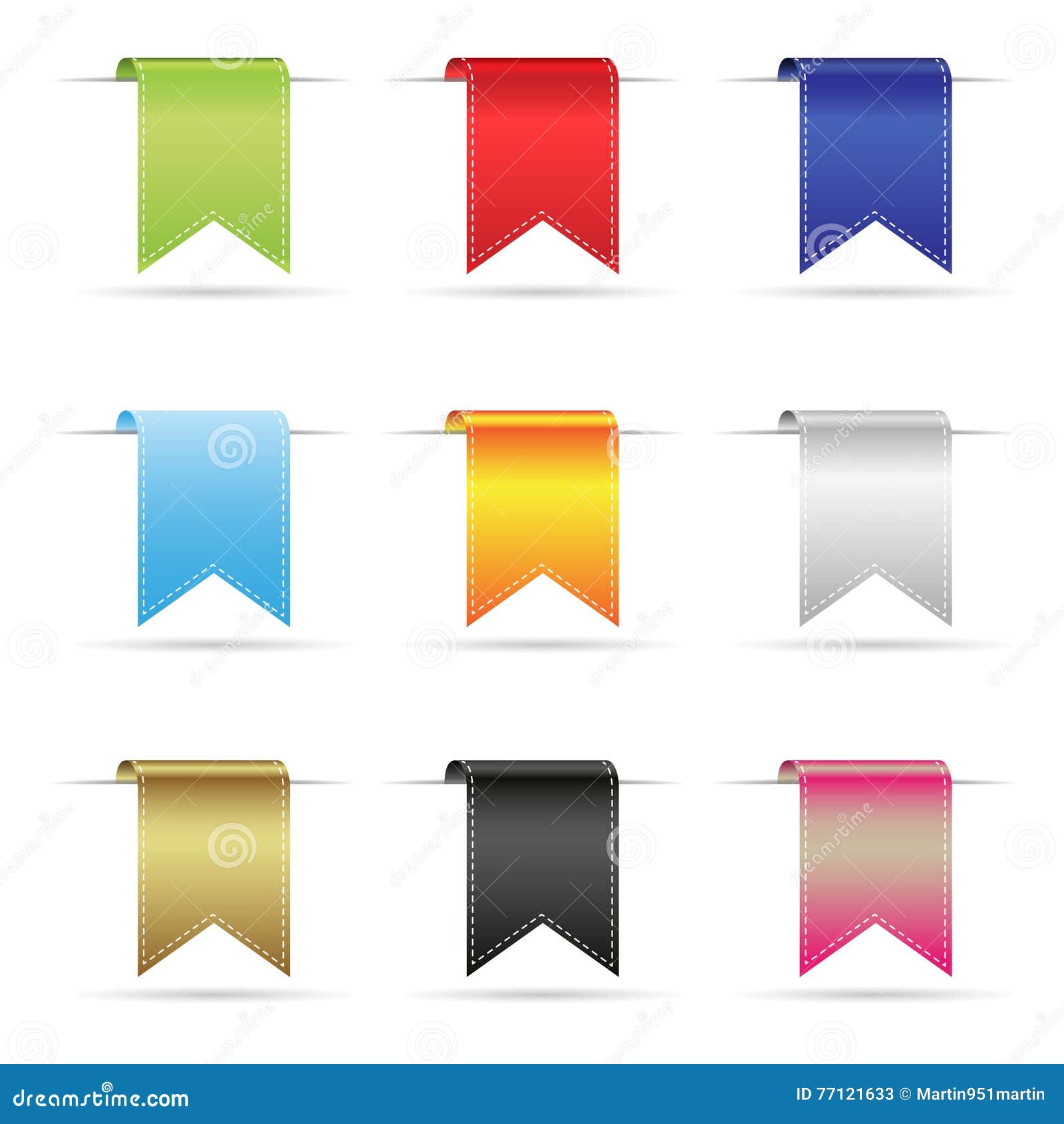 Various Color Shiny Curved Hanging Ribbon Banners Set Eps10 Stock ...