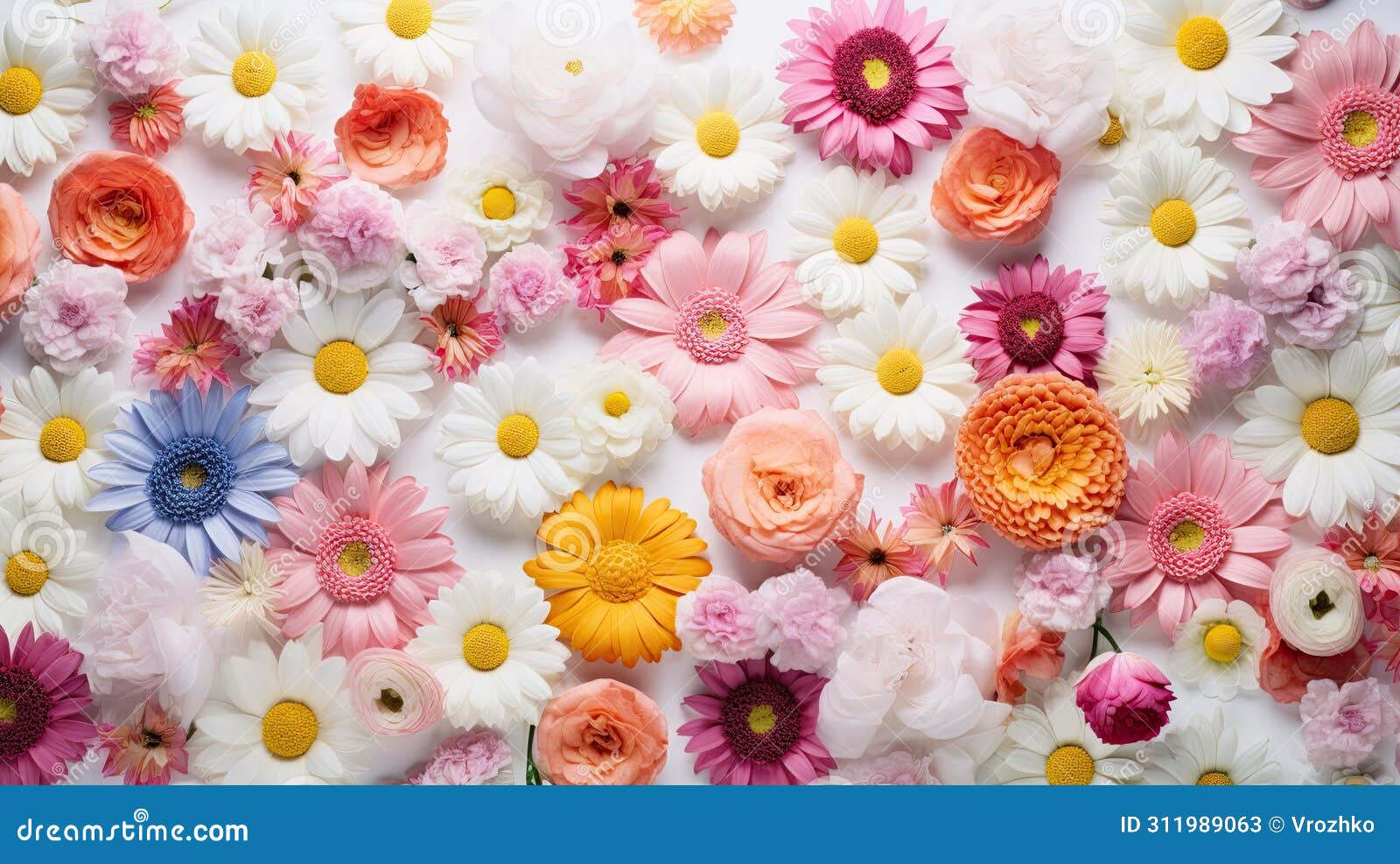 Various Spring Flowers Background Stock Illustration - Illustration of ...