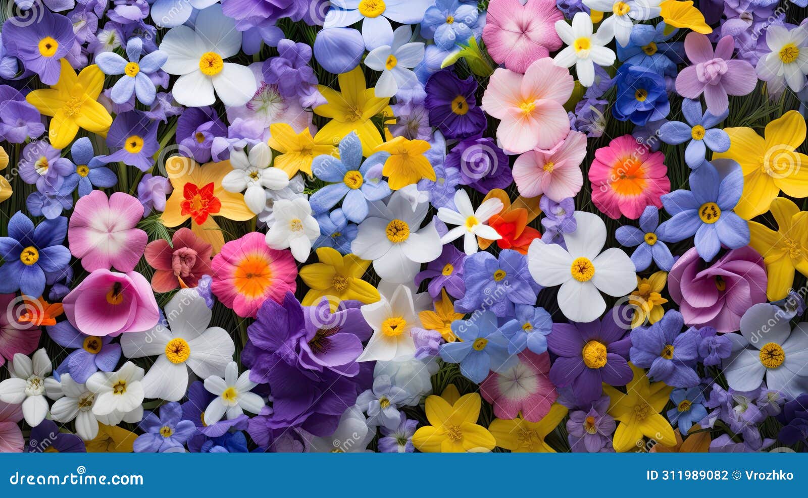 Various Spring Flowers Background Stock Illustration - Illustration of ...