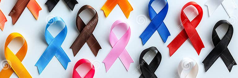 Various Colored Awareness Ribbons are Displayed on Light Background ...