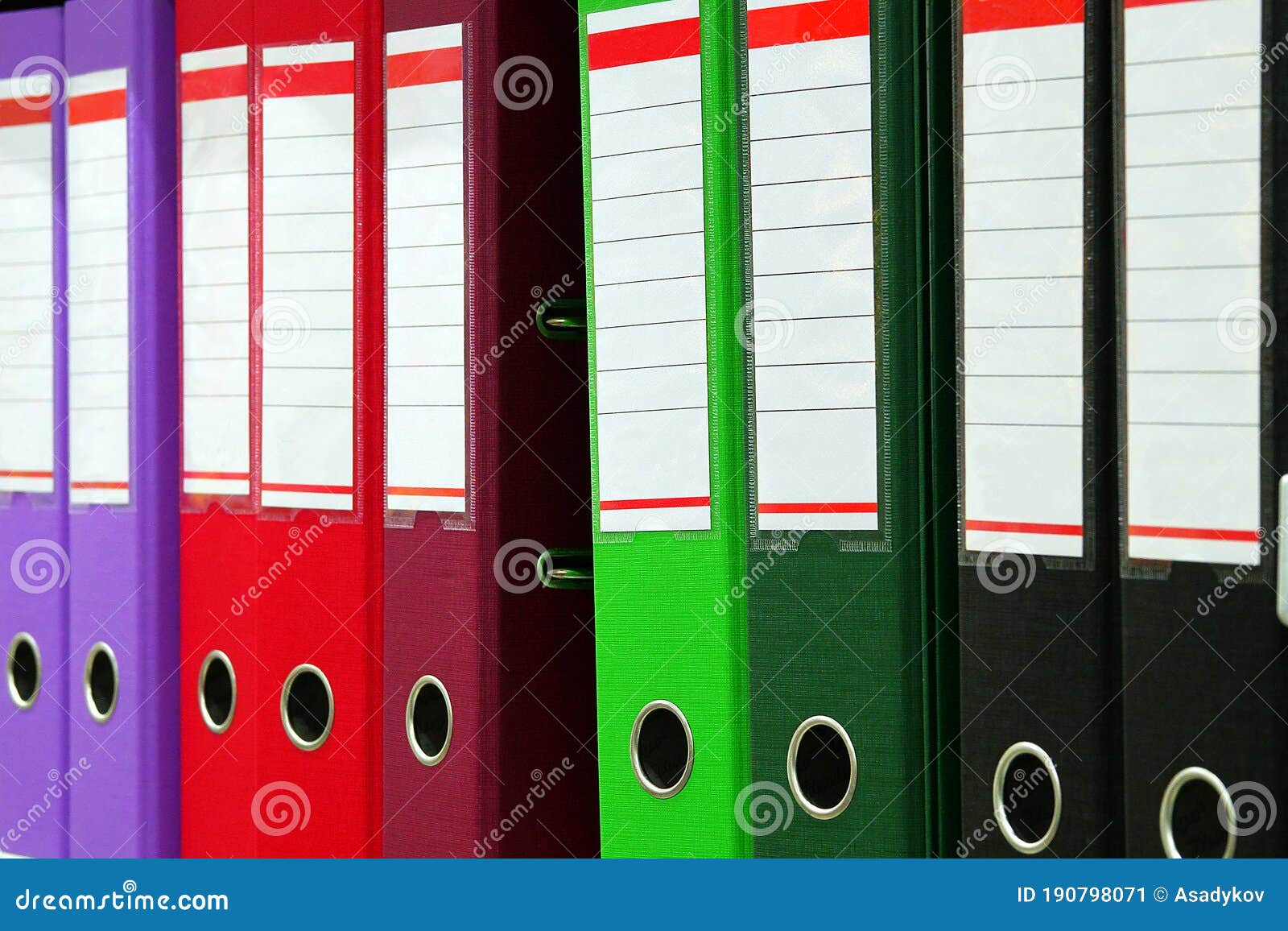 Various Colored Binders in a Row Stock Image - Image of invoice, ring ...