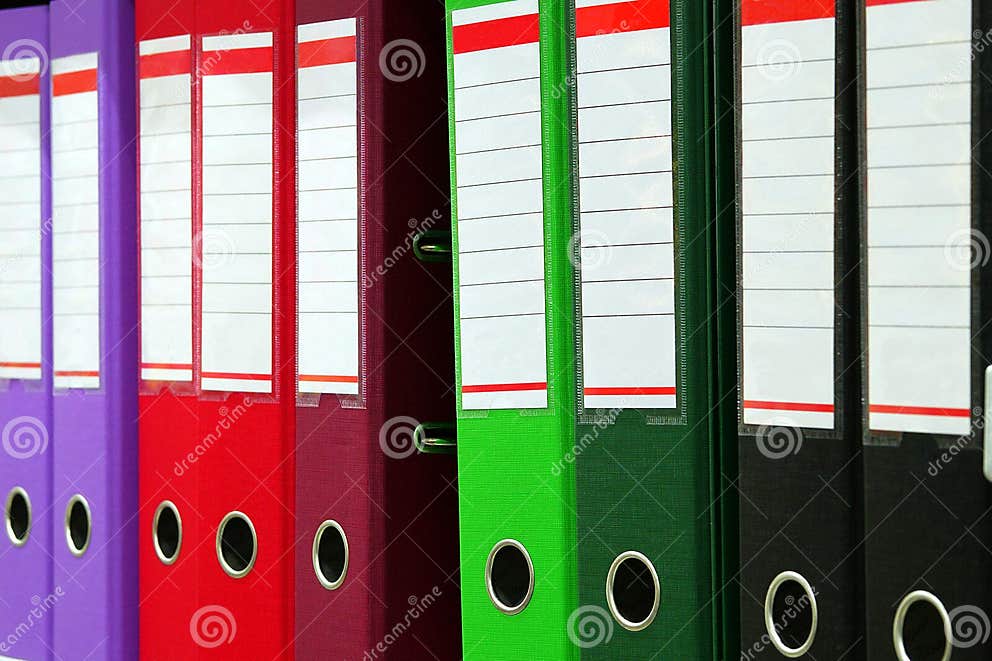 Various Colored Binders in a Row Stock Image - Image of invoice, ring ...