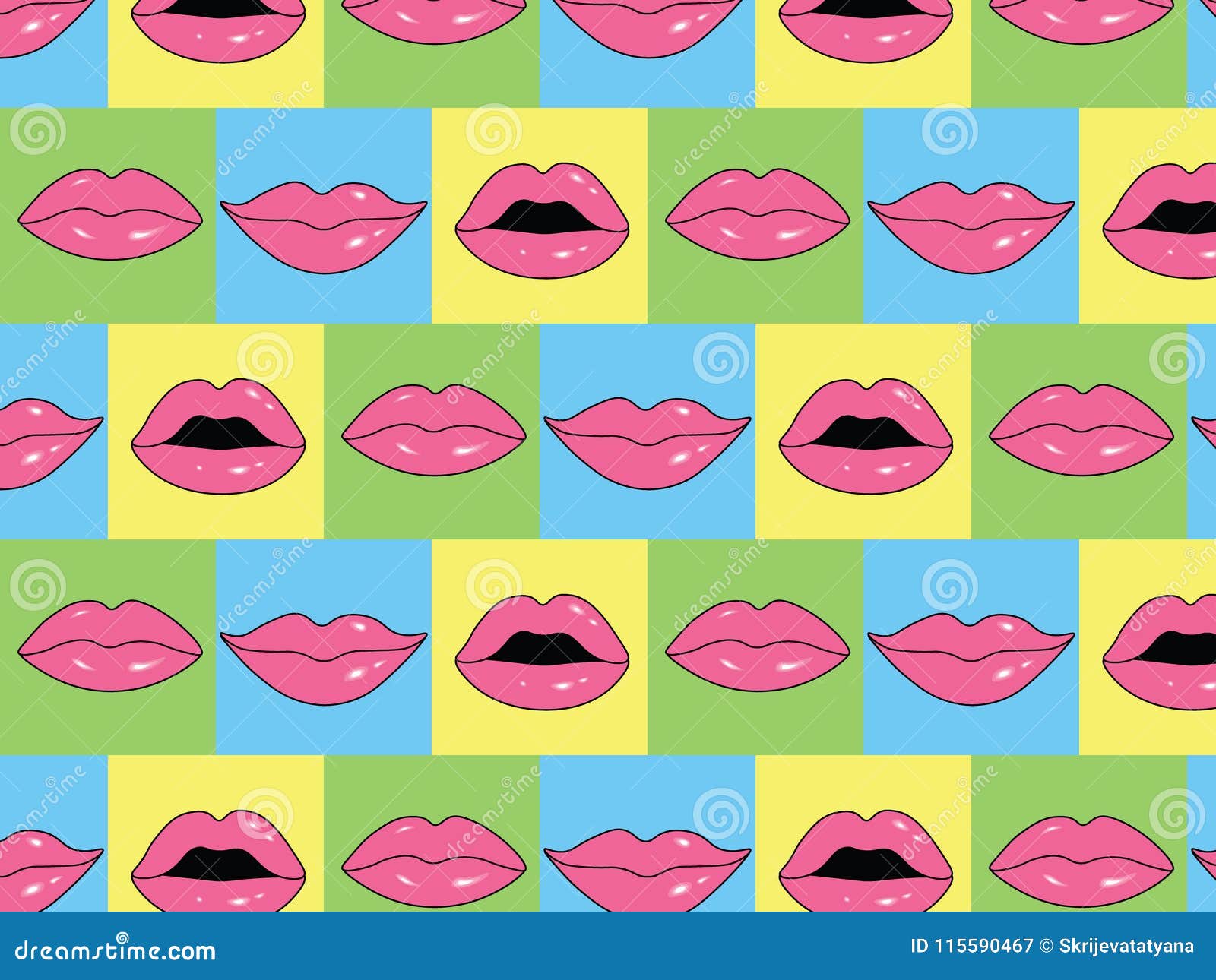 Various Colored Bright Lips Pattern Background Stock Vector ...