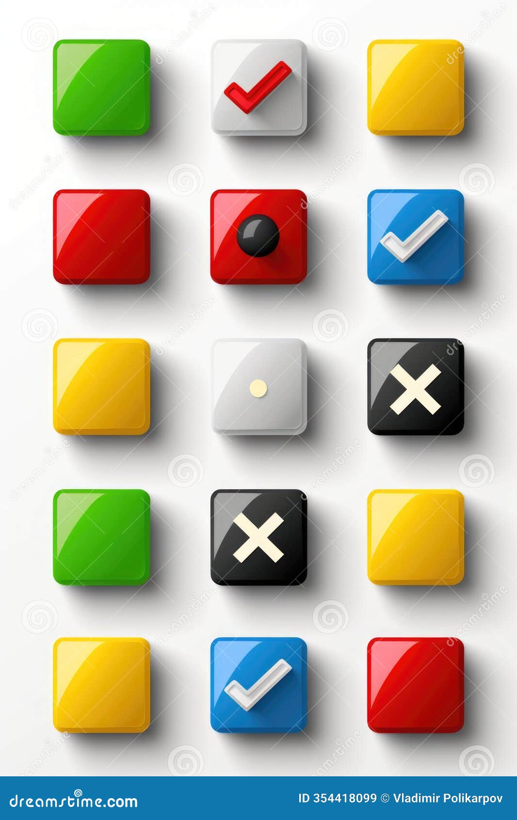 Various Colored Buttons with Check Mark Symbol. Suitable for Web Design ...