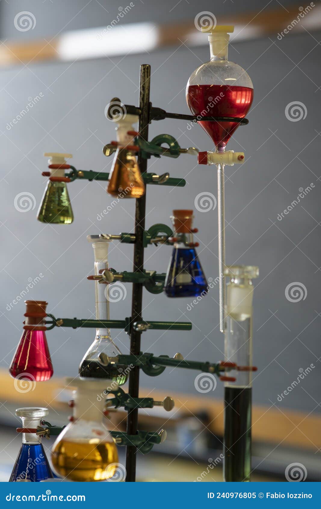 Various Colored Chemical Solution Inside Flask into Chemistry ...