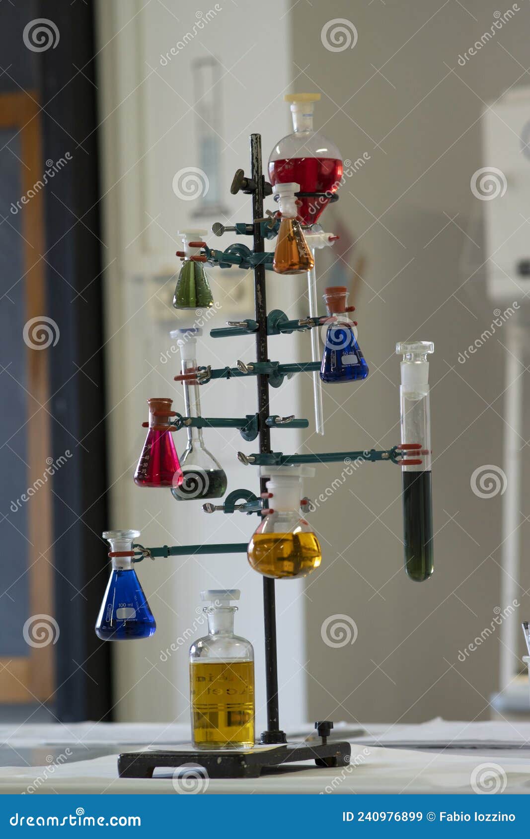 Various Colored Chemical Solution Inside Flask into Chemistry ...