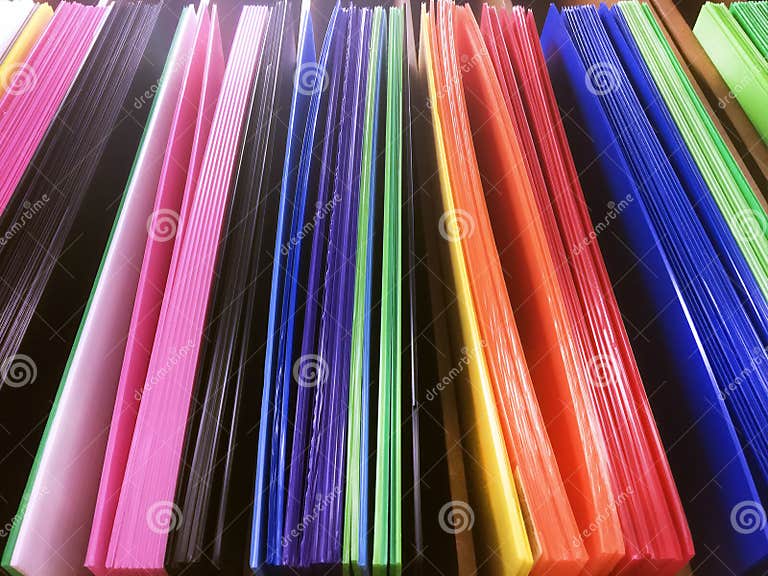 Various Colored Corrugated Plastic Sheets Stock Image - Image of plate ...
