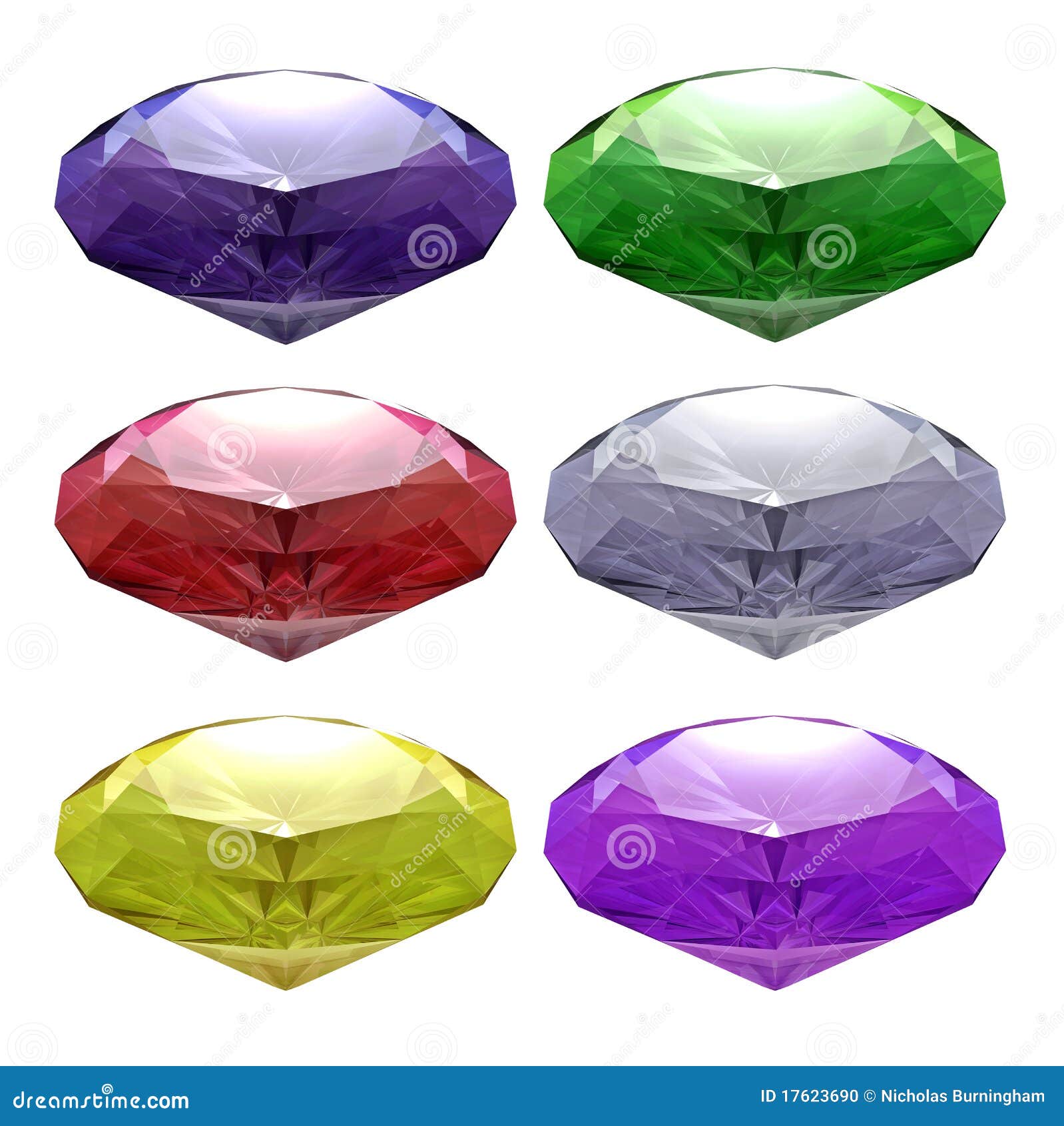 Various Colored Gemstones Isolated on White Stock Illustration ...