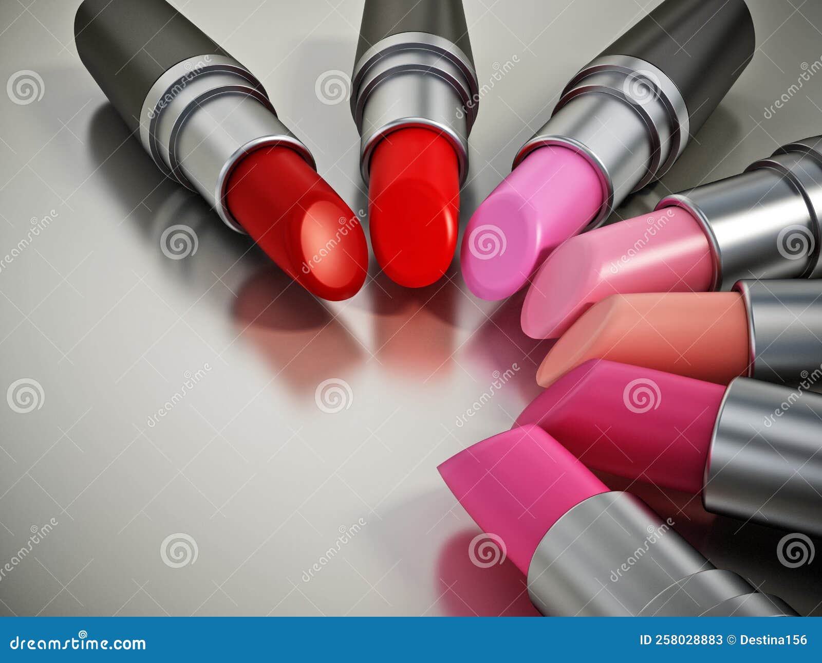Various Colored Lipsticks Arrangement. 3D Illustration Stock ...