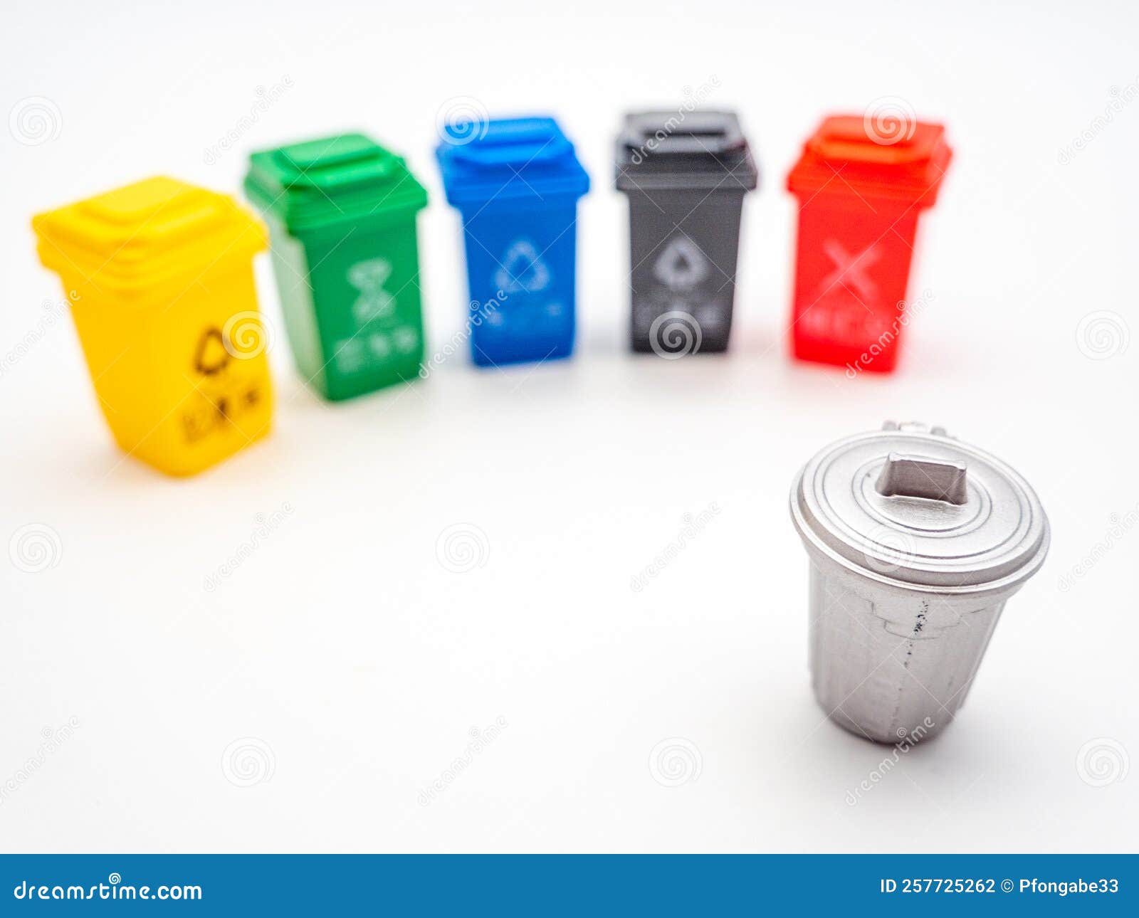Various Colored Recycle Bins for Different Type of Trash Versus ...