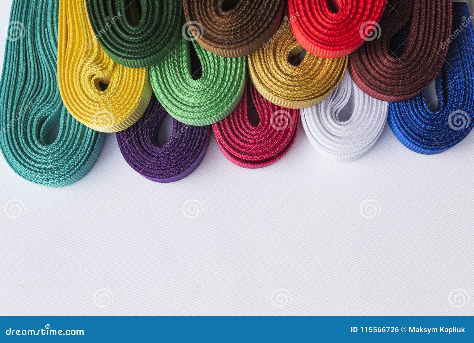 Various Colored Ribbons on White Background. Closeup Photo Stock Photo ...