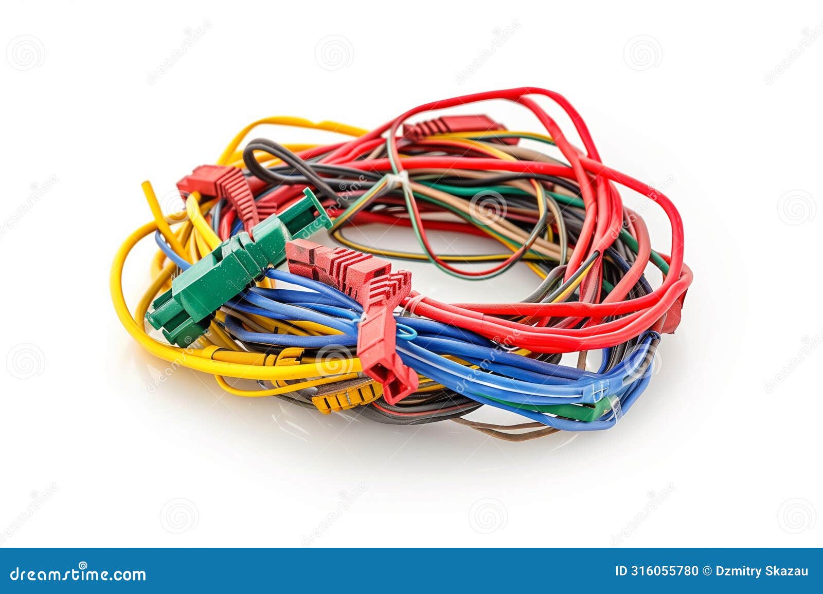 Assortment of Colored Wires on White Background Stock Photo - Image of ...
