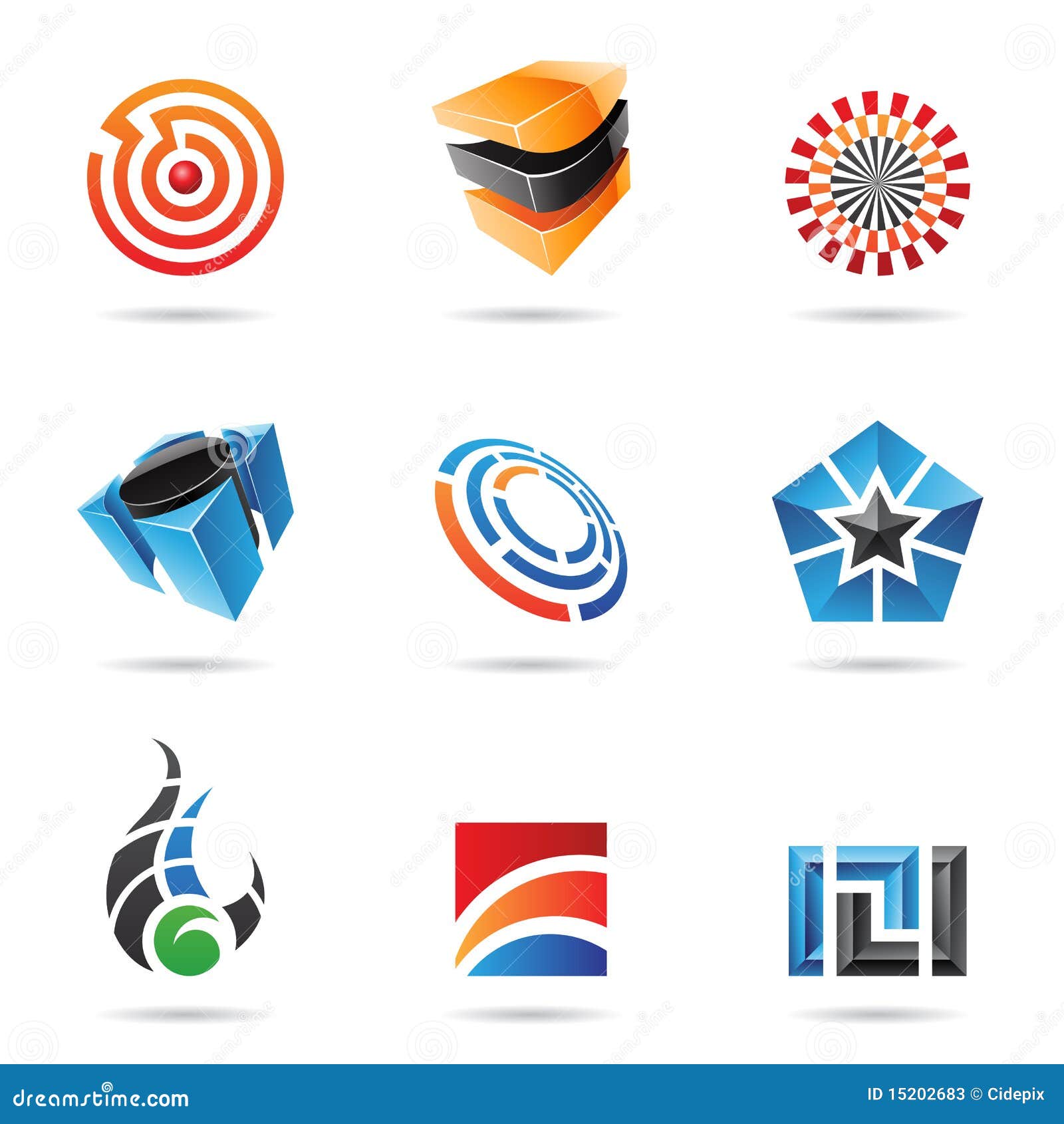 Various Colorful Abstract Icons, Set 16 Stock Vector - Illustration of ...