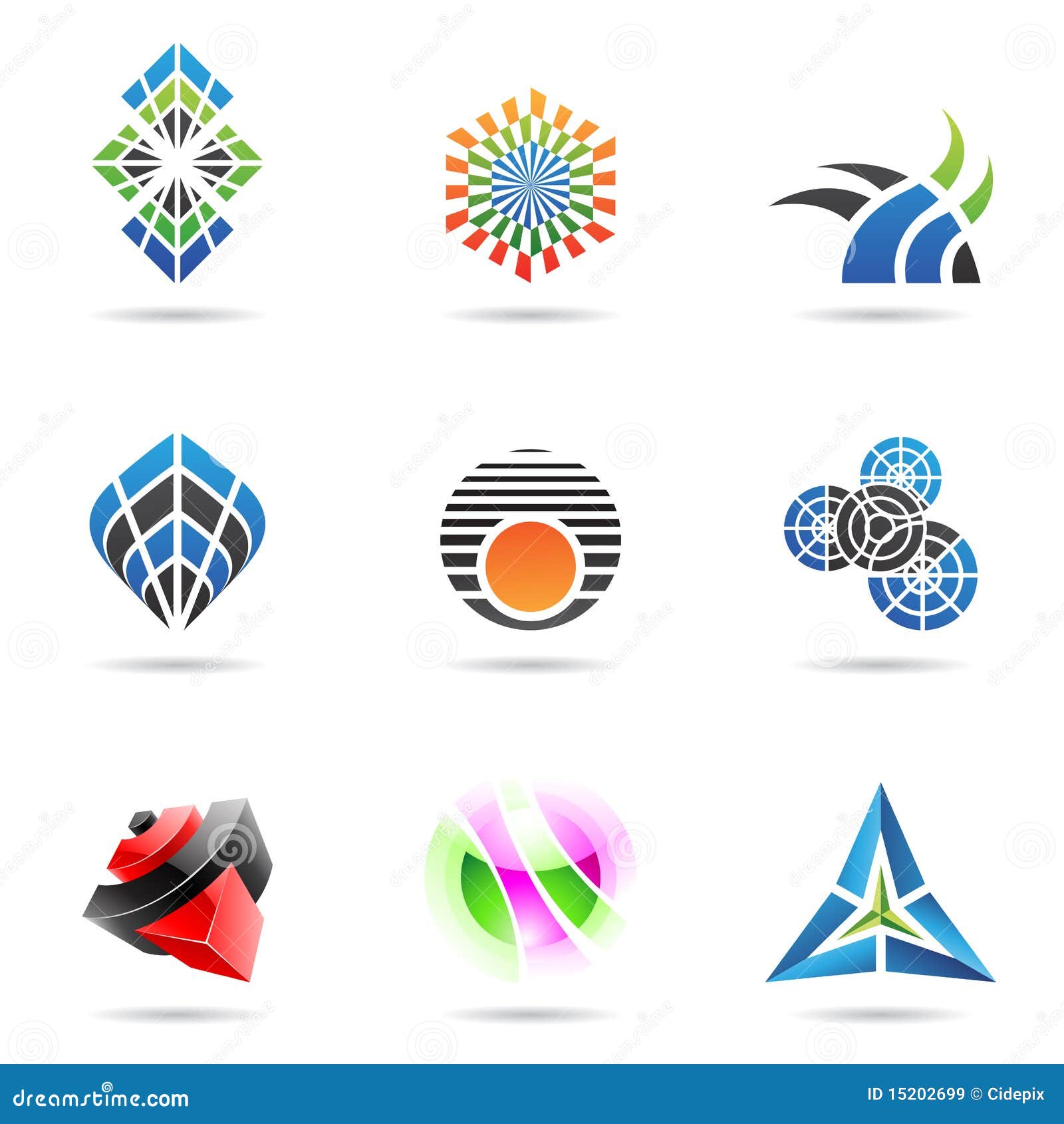 Various Colorful Abstract Icons, Set 17 Stock Vector - Illustration of ...