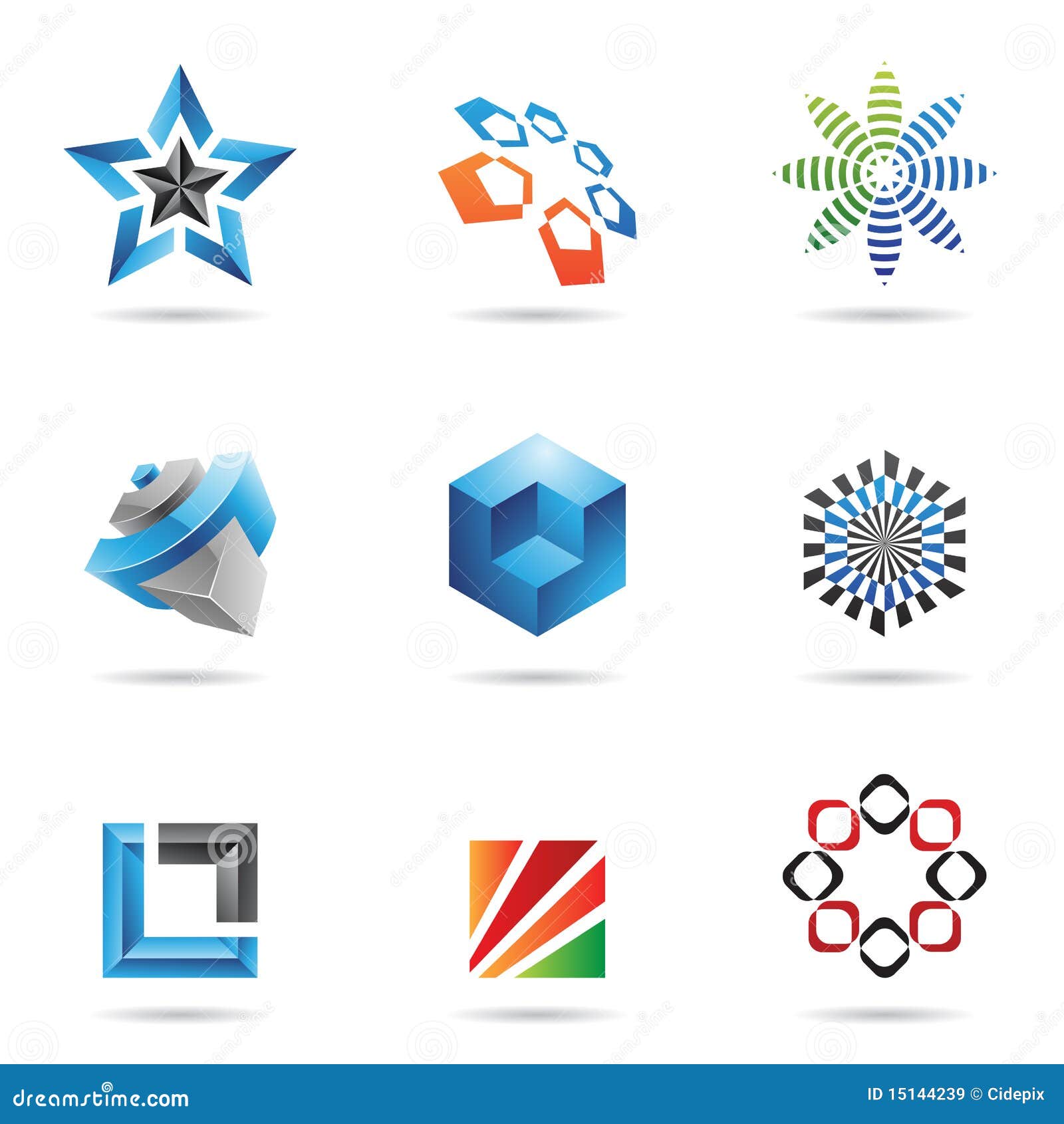 Various Colorful Abstract Icons, Set 2 Stock Vector - Illustration of ...