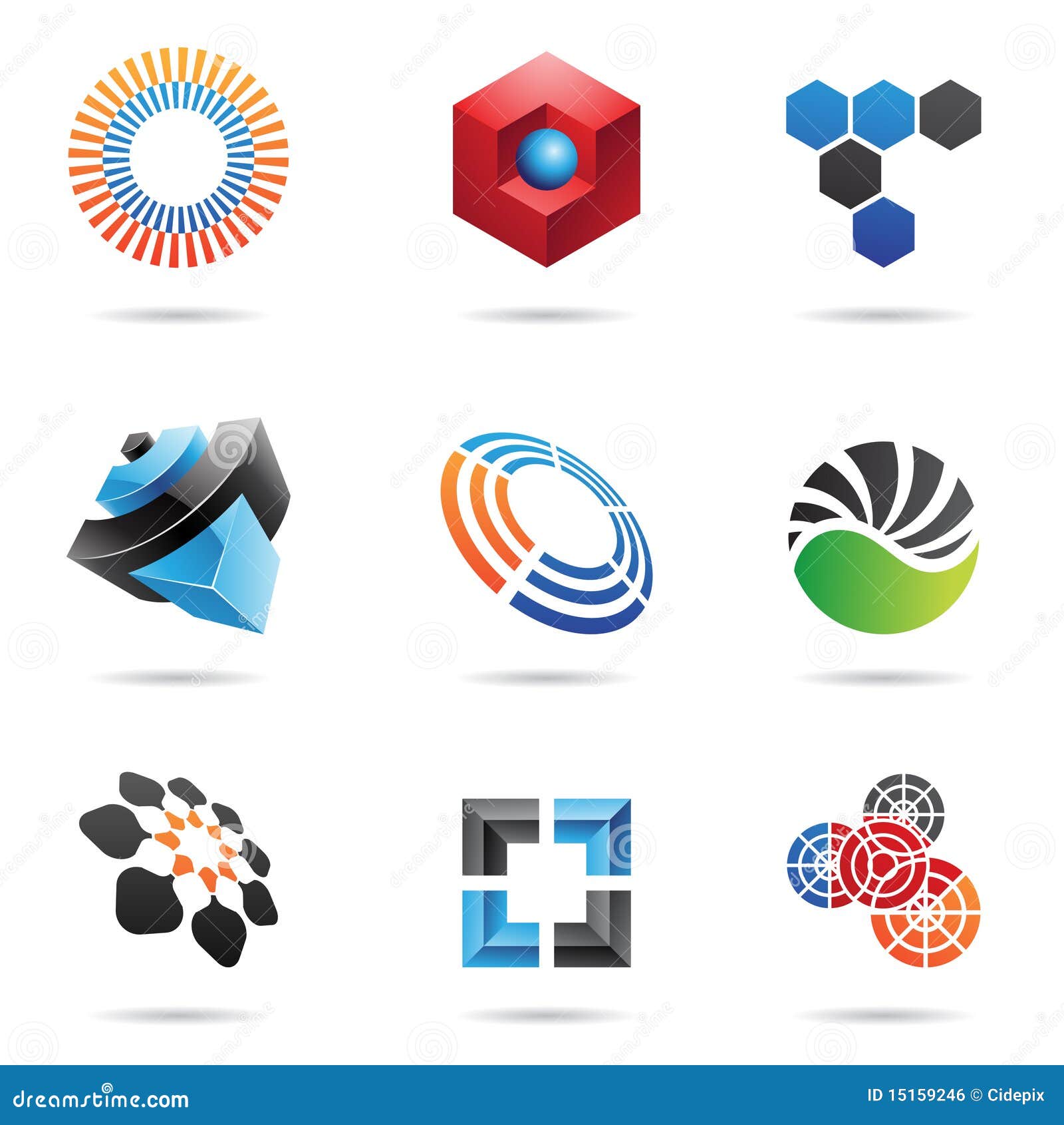 Various Colorful Abstract Icons, Set 4 Stock Vector - Illustration of ...