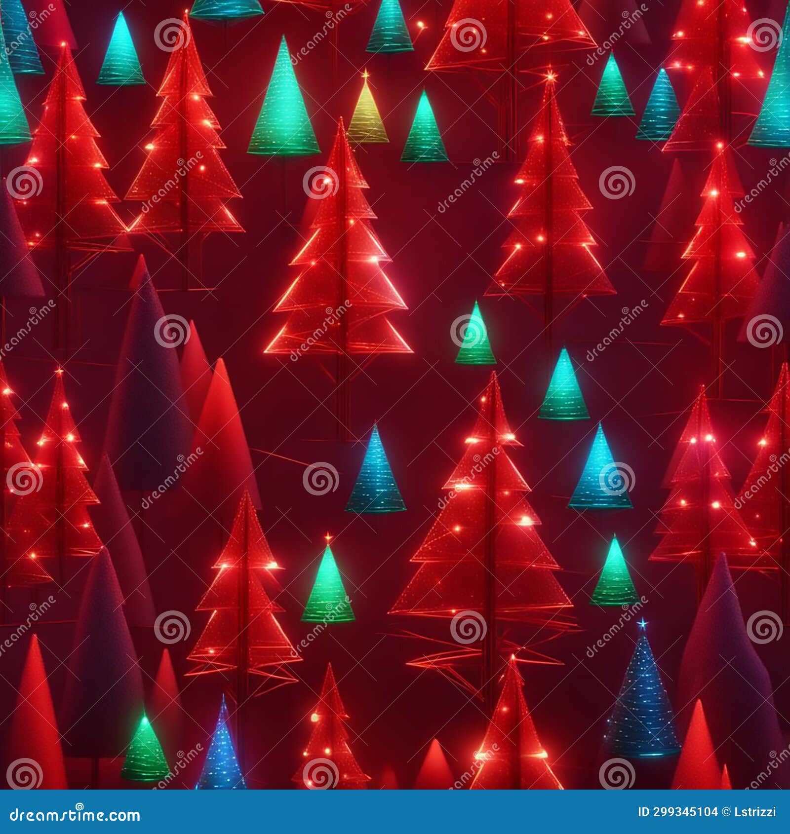 Various Colorful and Bright Christmas Trees in Geometric Schematic ...