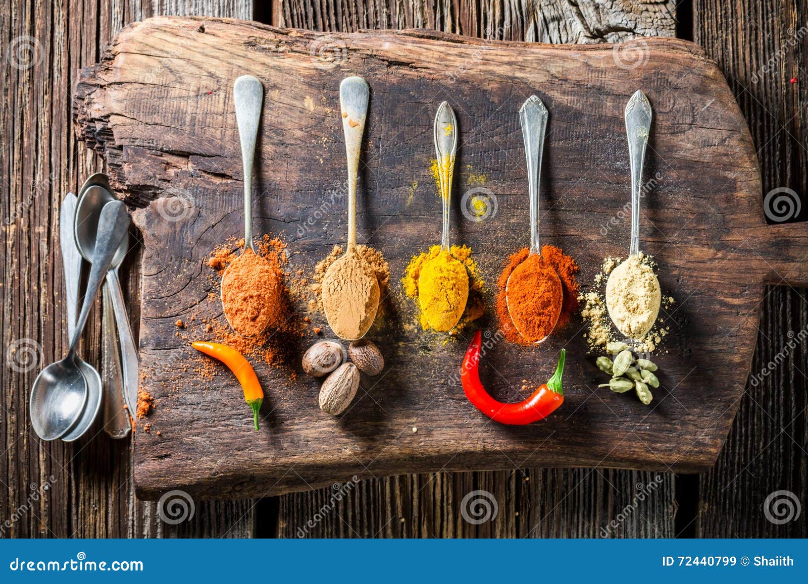 Various Colorful Condiments on Spoons Stock Image - Image of colourful ...